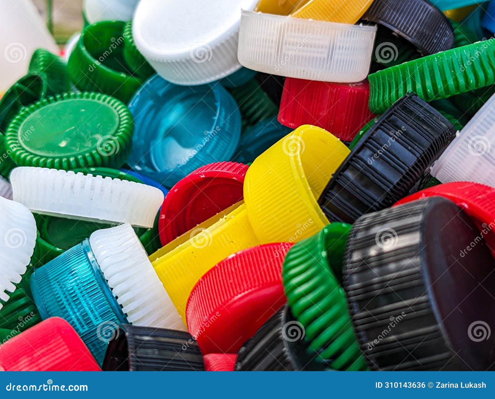 Lots of Different Plastic Bottle Caps. Garbage Sorting Stock Photo ...