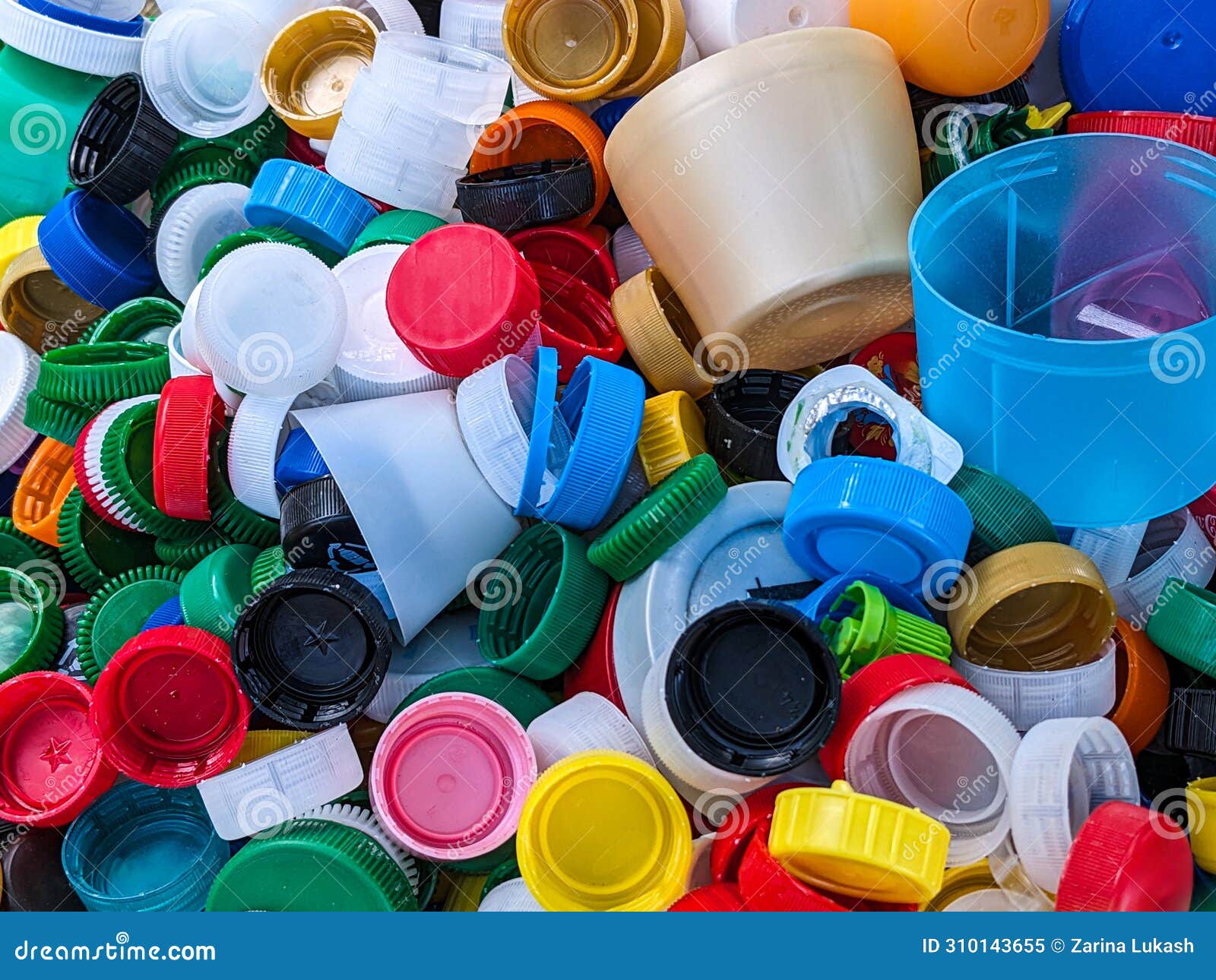 Lots of Different Plastic Bottle Caps. Garbage Sorting Stock Image ...