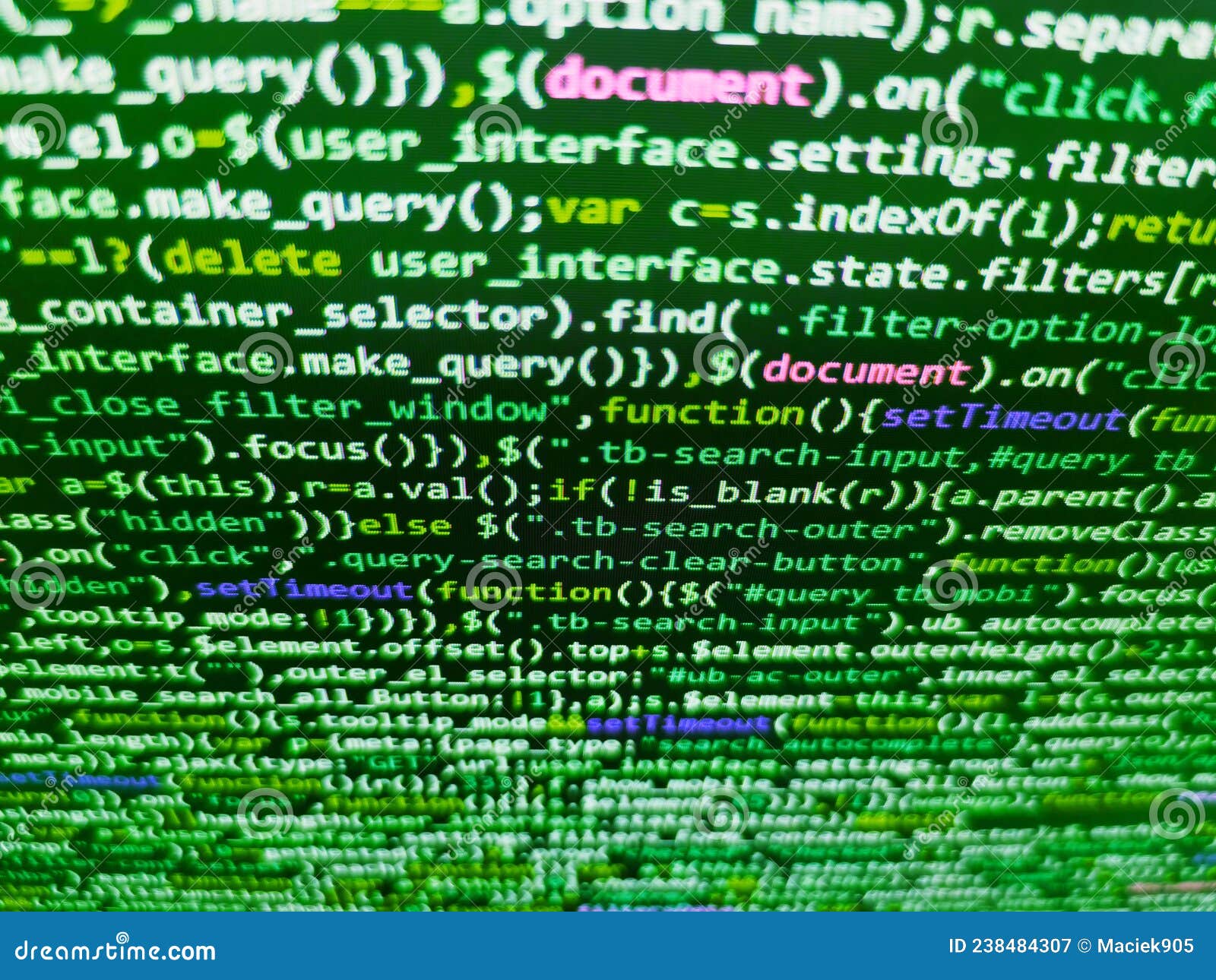 Lots Of Digits On The Computer Screen Real Html Code Developing Screen Programmer Working In A