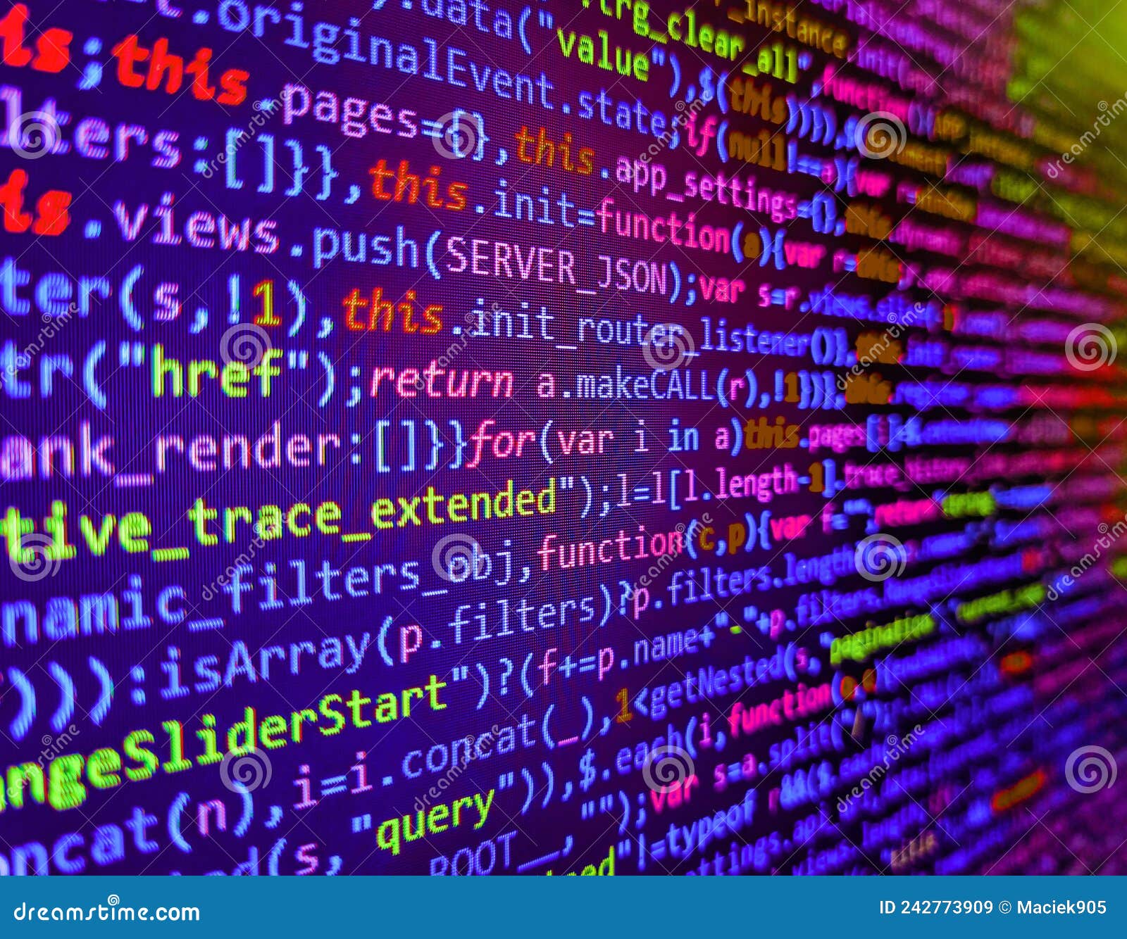 Lots of Digits on the Computer Screen. SEO Optimization. New Technology ...