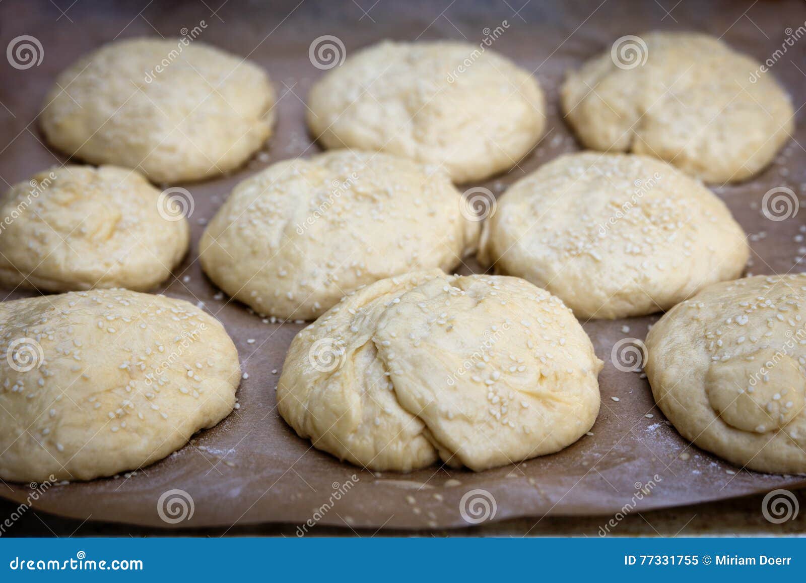 Lots of Dough Piece on Baking Paper Stock Image - Image of crust, round ...