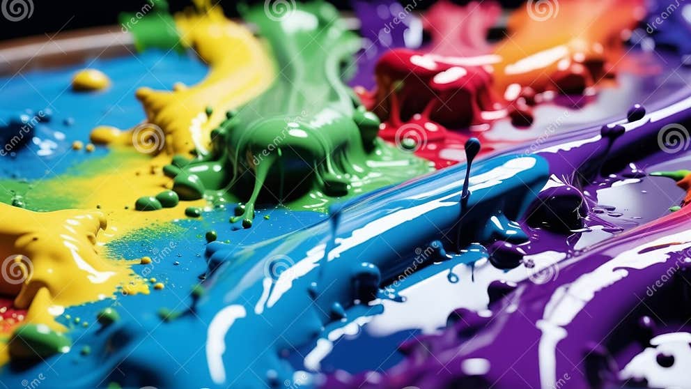Lots of Dripping Paints of Different Colors Stock Image - Image of ...