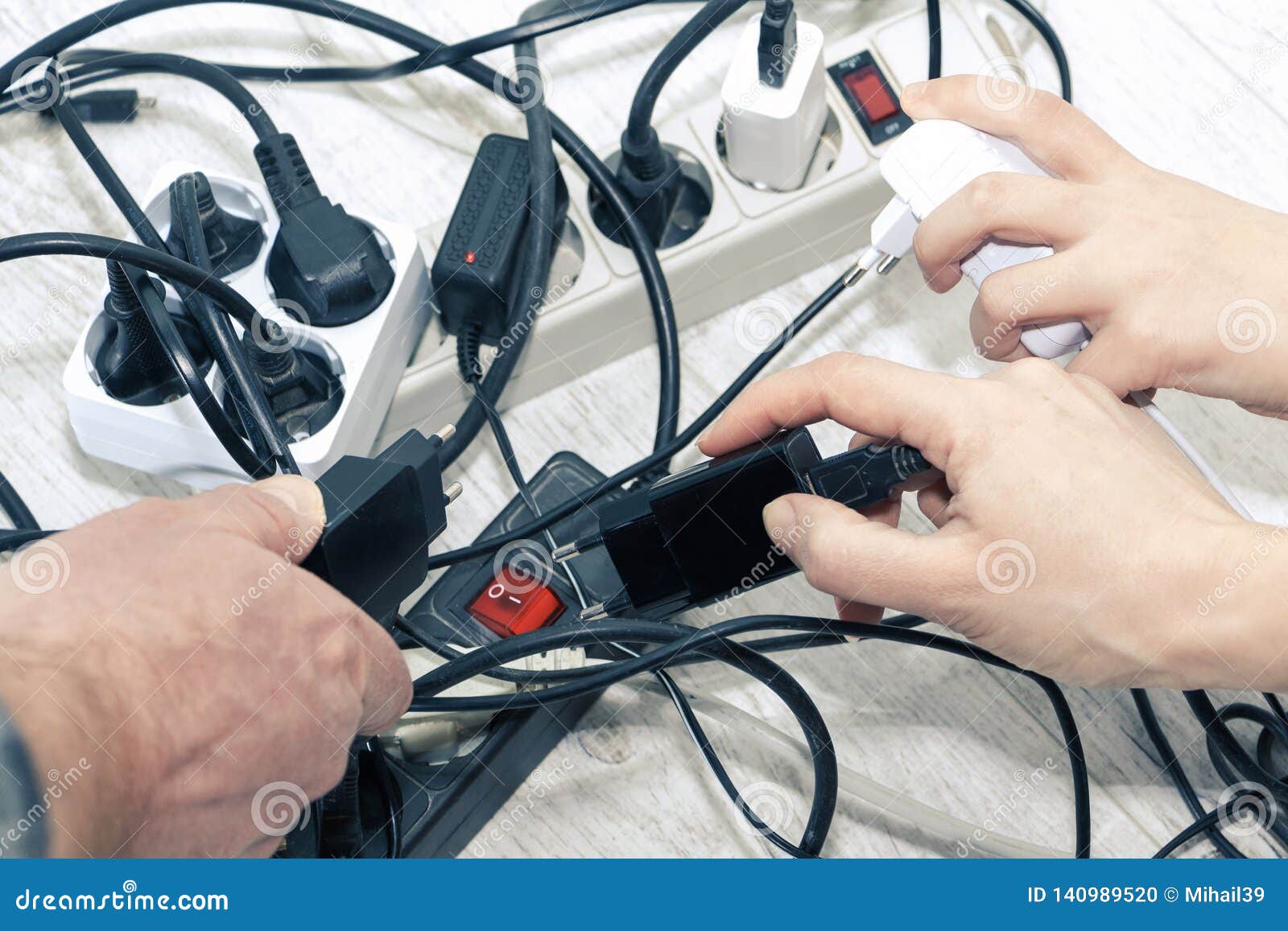 Lots of Electrical Outlets-enabled Devices. Power Saving Stock Photo ...