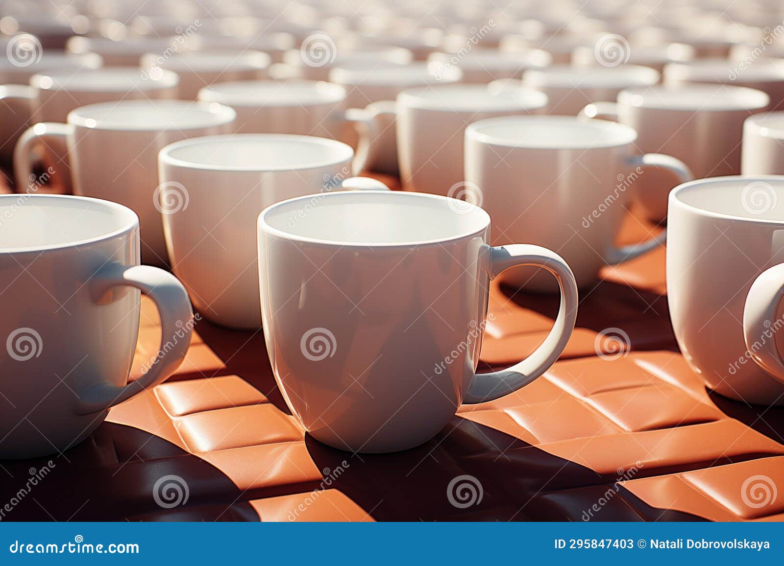 Lots of Empty White Coffee Cups on the Table Stock Image - Image of ...