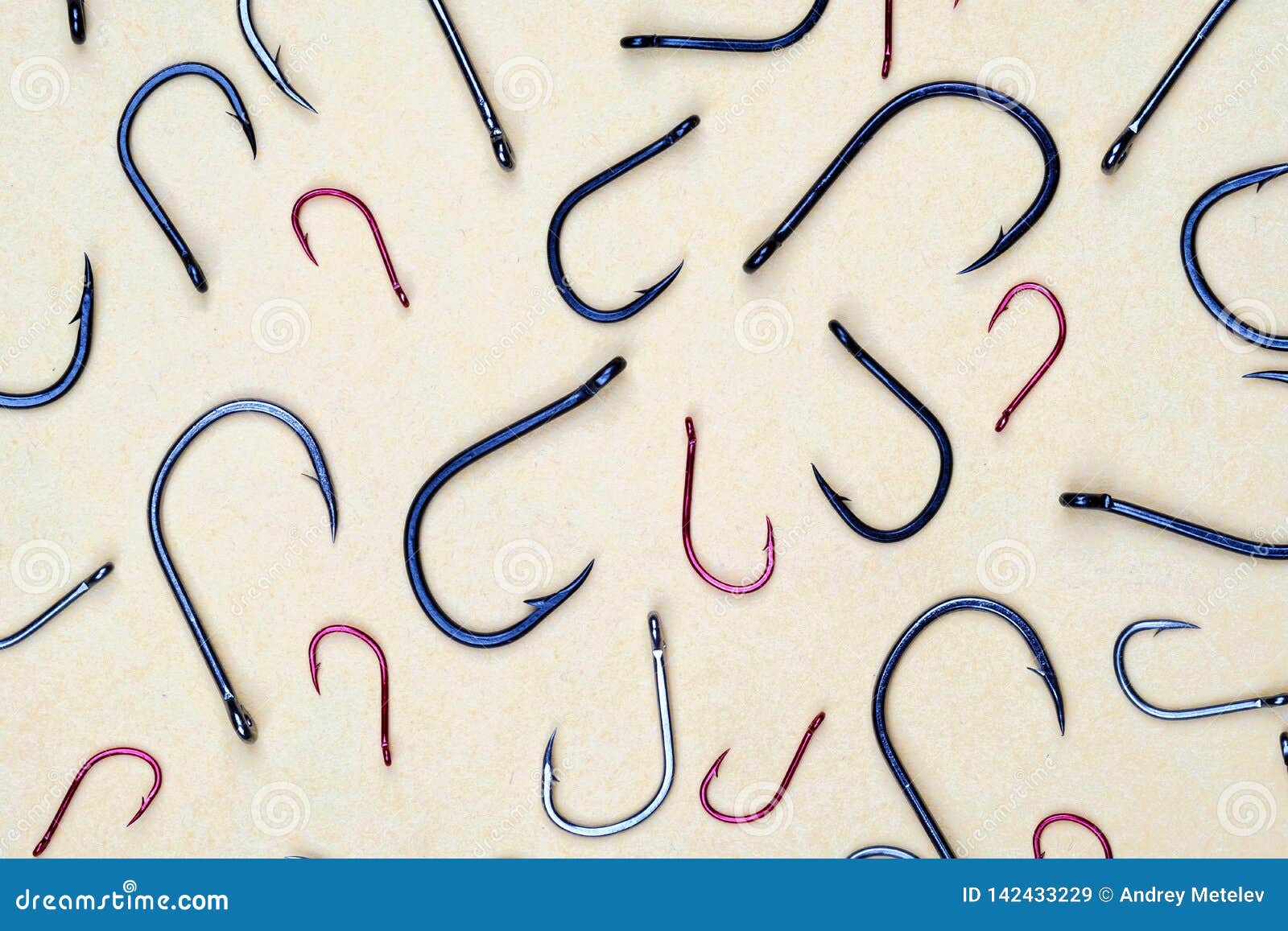 Lots of Fishing Hooks of Different Shape and Different Stock Image ...