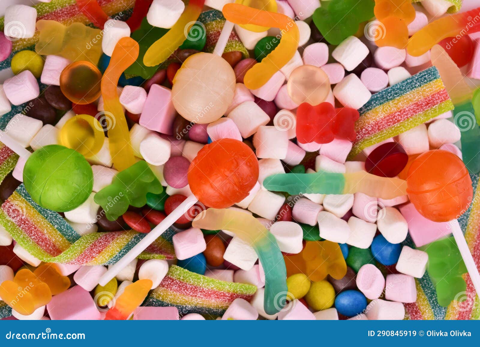 Lots of Flat Lay Candies. Background of Candies. Stock Image - Image of ...