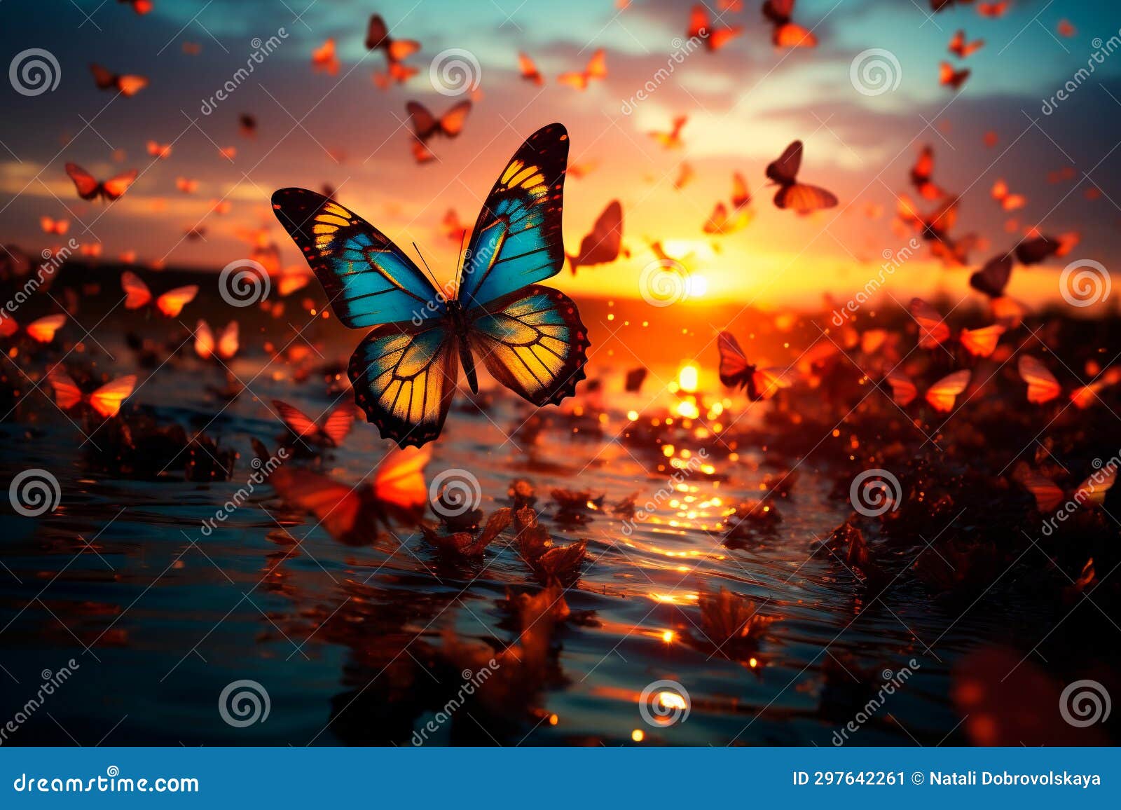 Lots of Flying Beautiful Butterflies Stock Image - Image of freedom ...