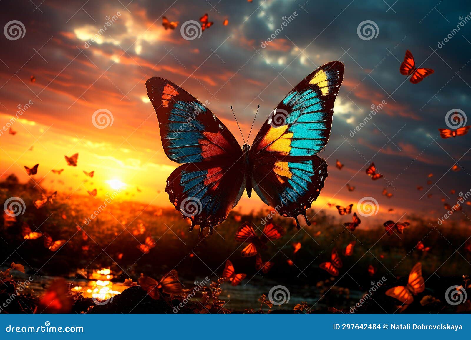 Lots of Flying Beautiful Butterflies Stock Photo - Image of nectar ...