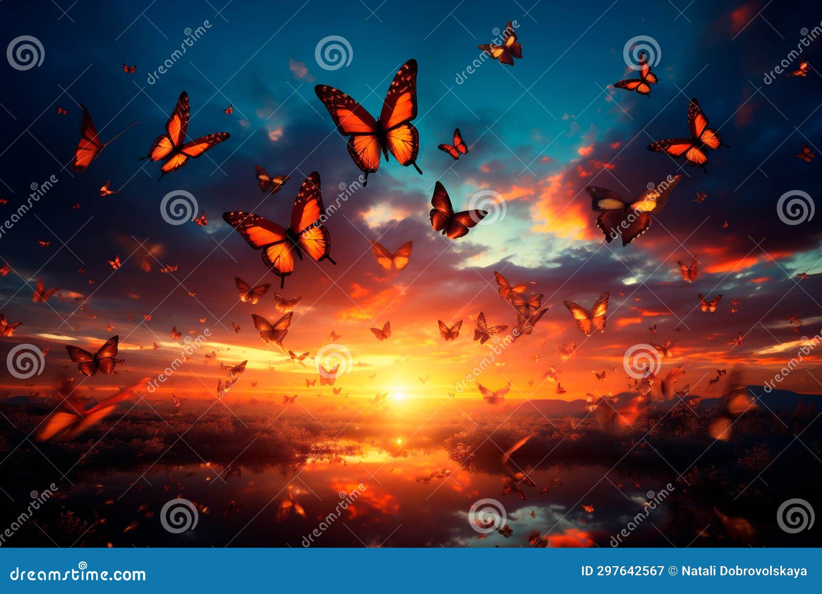 Lots of Flying Beautiful Butterflies Stock Image - Image of soar ...