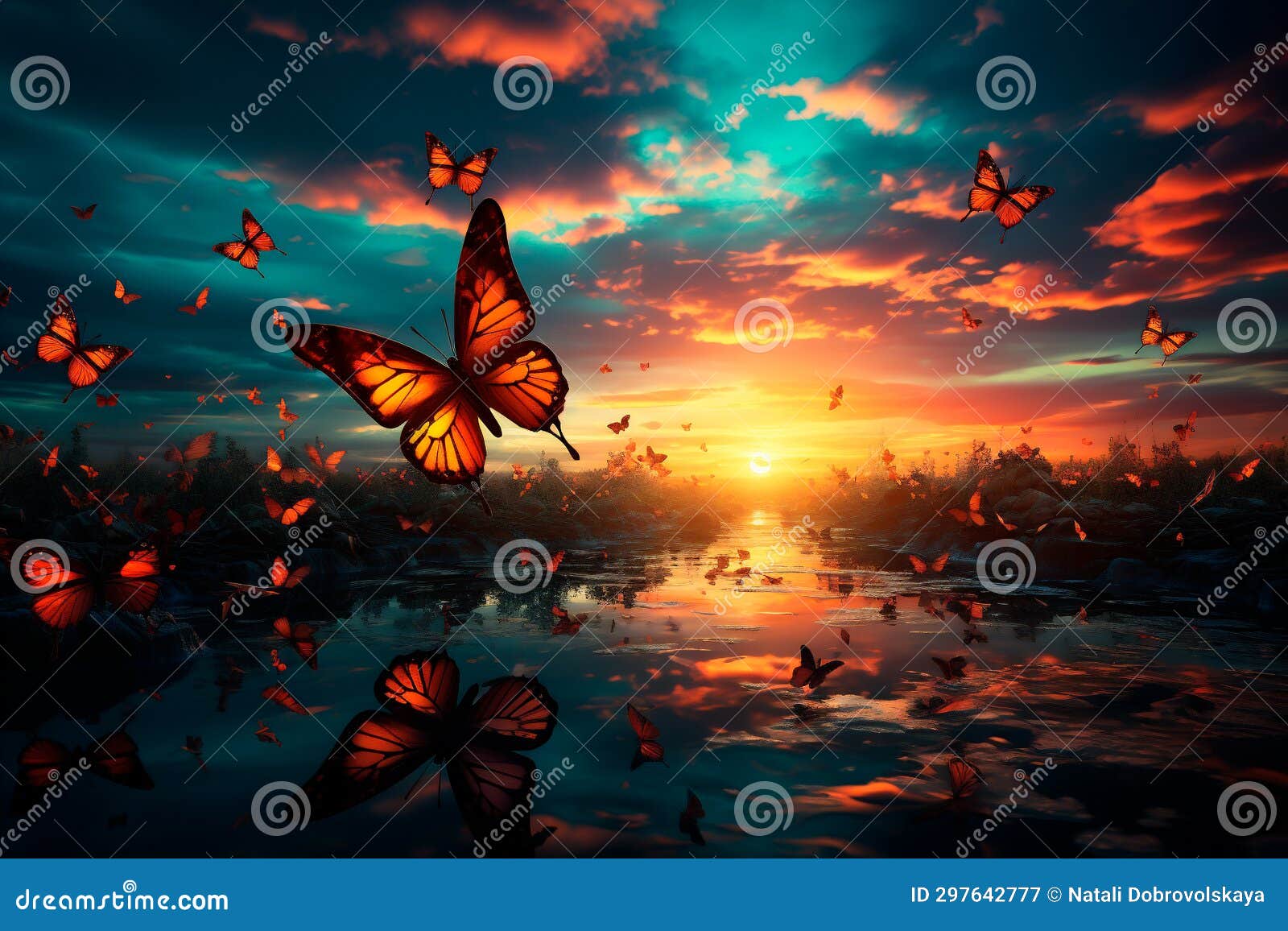 Lots of Flying Beautiful Butterflies Stock Image - Image of graceful ...