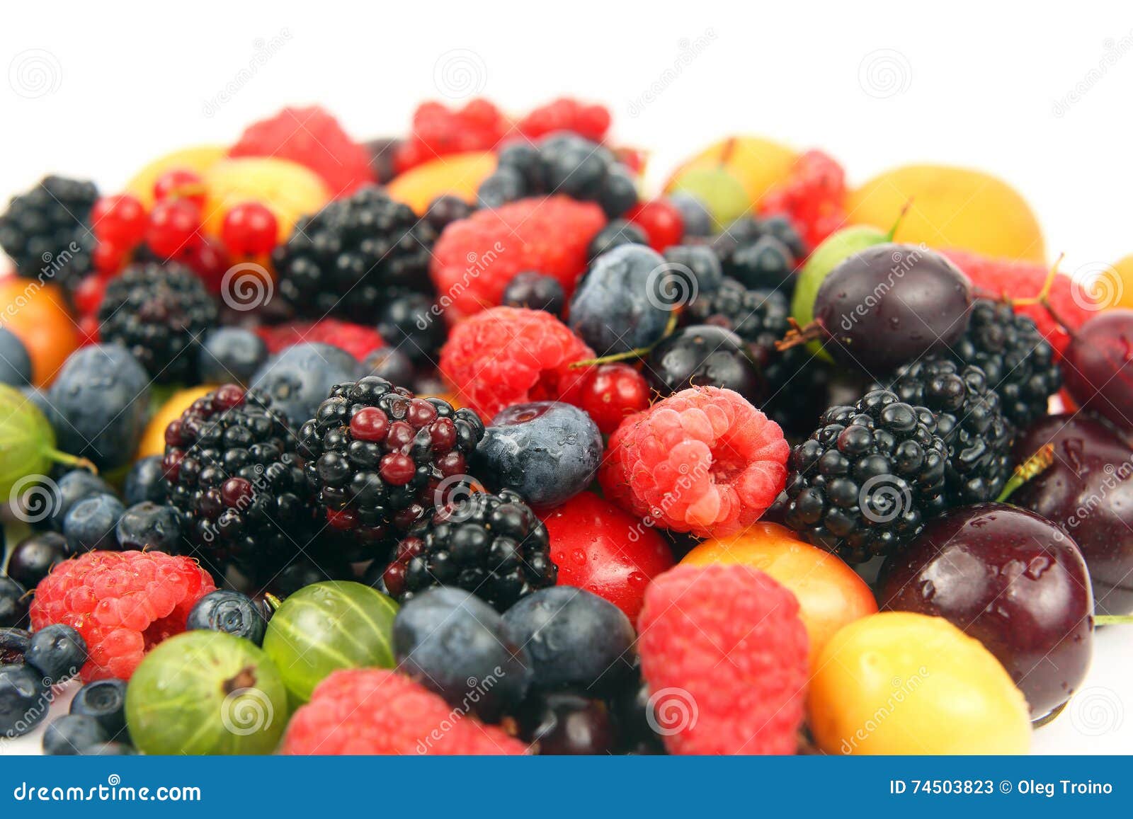 Lots of Fresh Different Berries on a White Background Stock Image ...