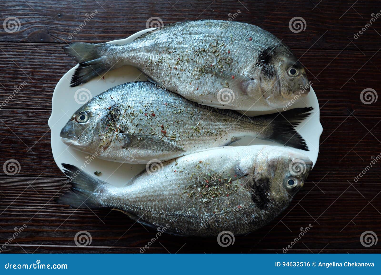 Lots of Fresh Fish on the Plate for Cooking Stock Photo - Image of ...