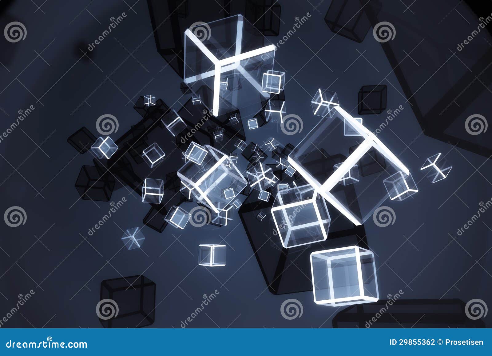 Glow Blocks in Dark Blue Background Stock Illustration - Illustration ...