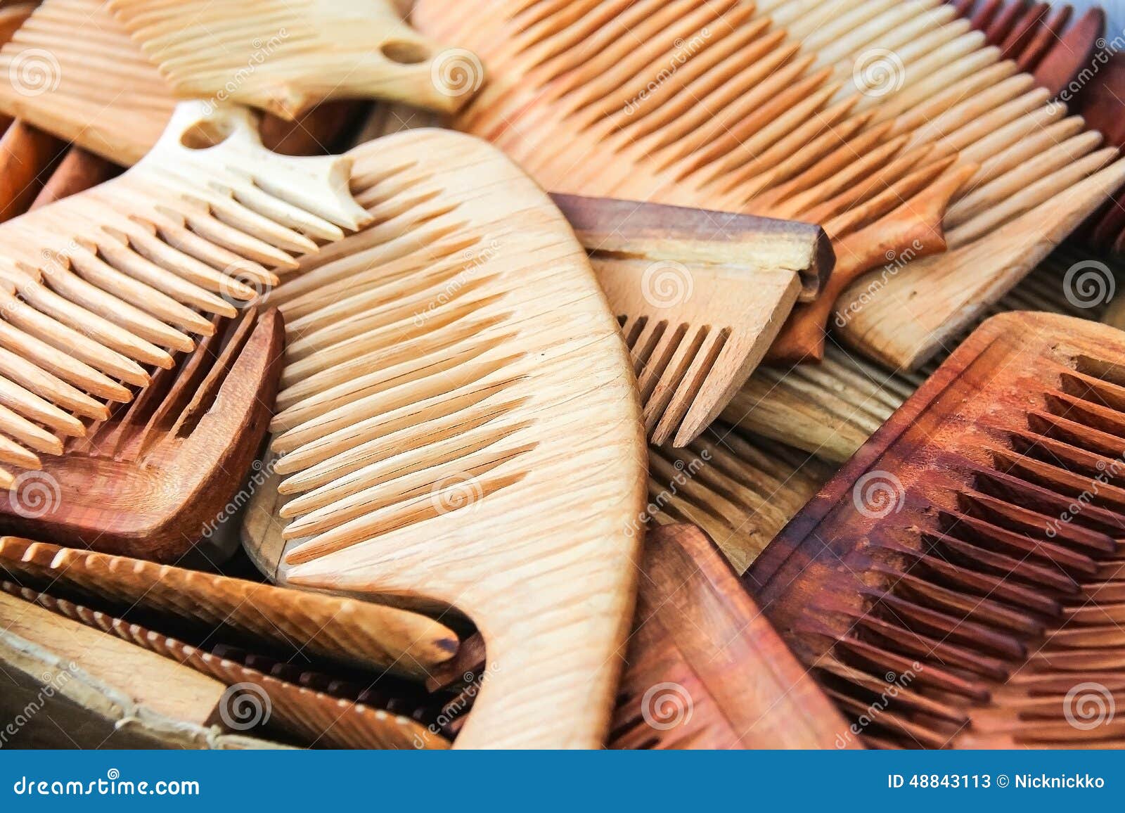 Set Wooden Combs, Brushes With Metal Teeth Longitudinal And Transverse ...