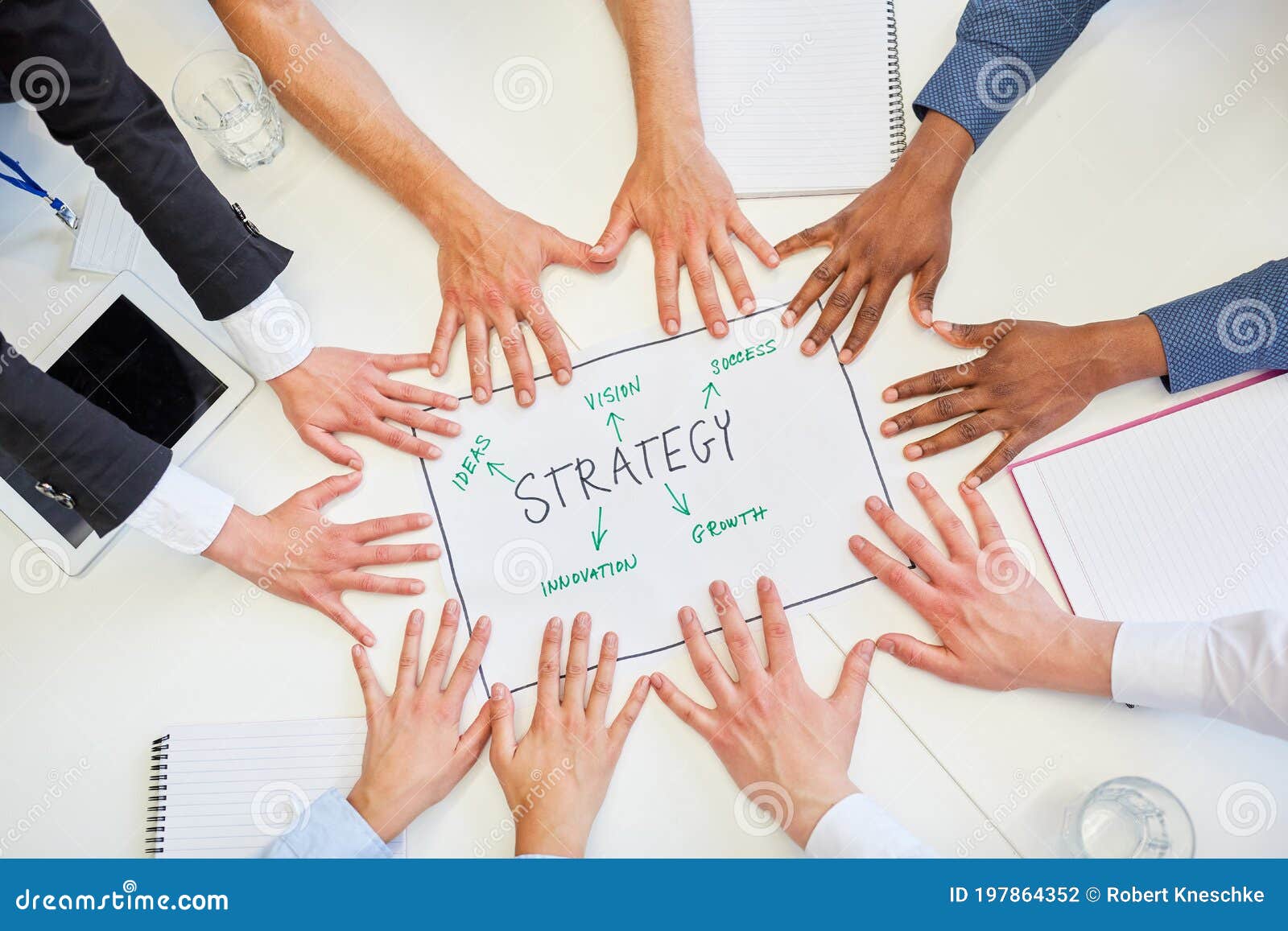 Lots of Hands on a Strategy Plan Stock Photo - Image of ideas ...