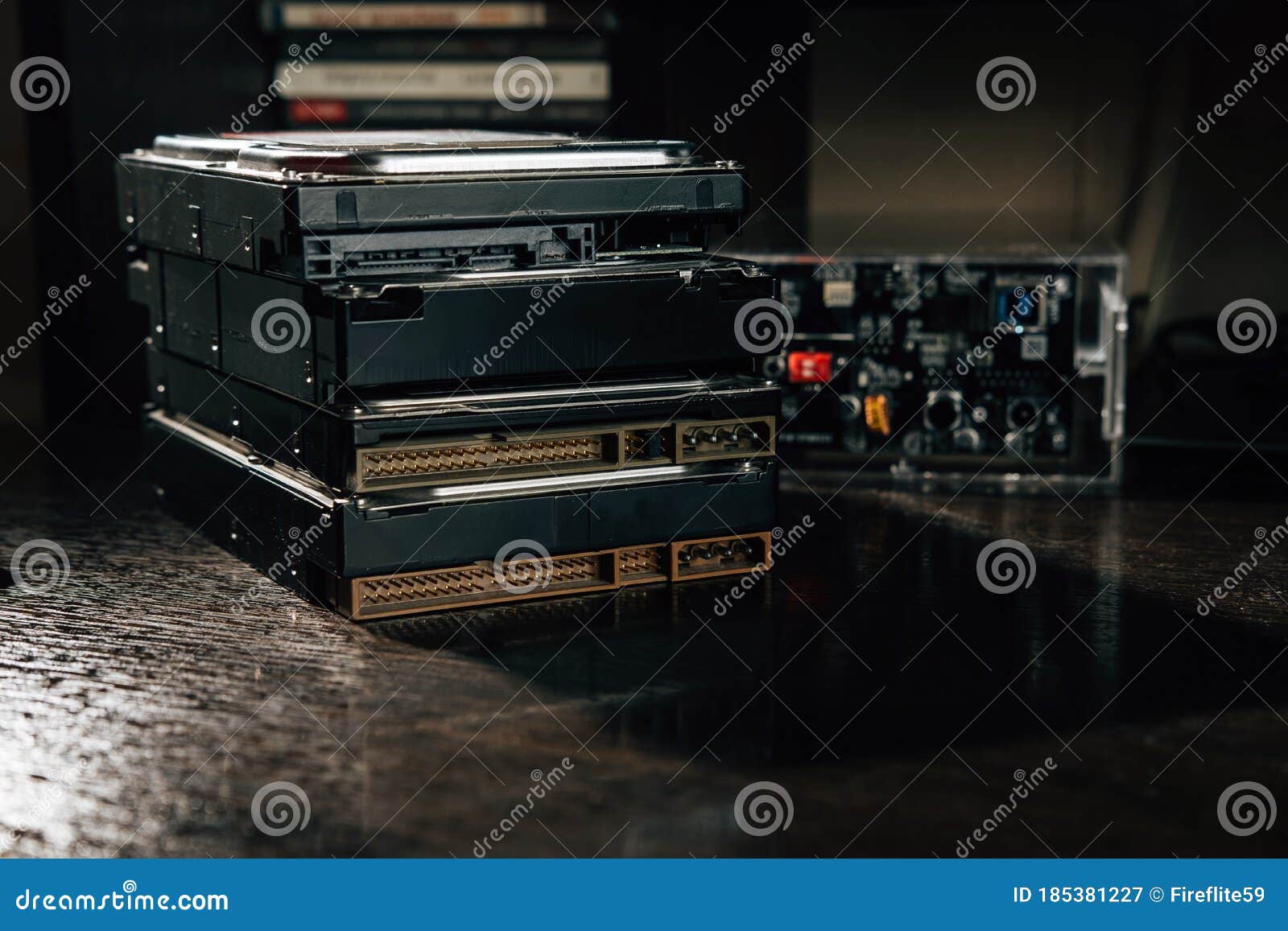 The Stack Of HDDs On The Office Table With Case For HDD At The ...