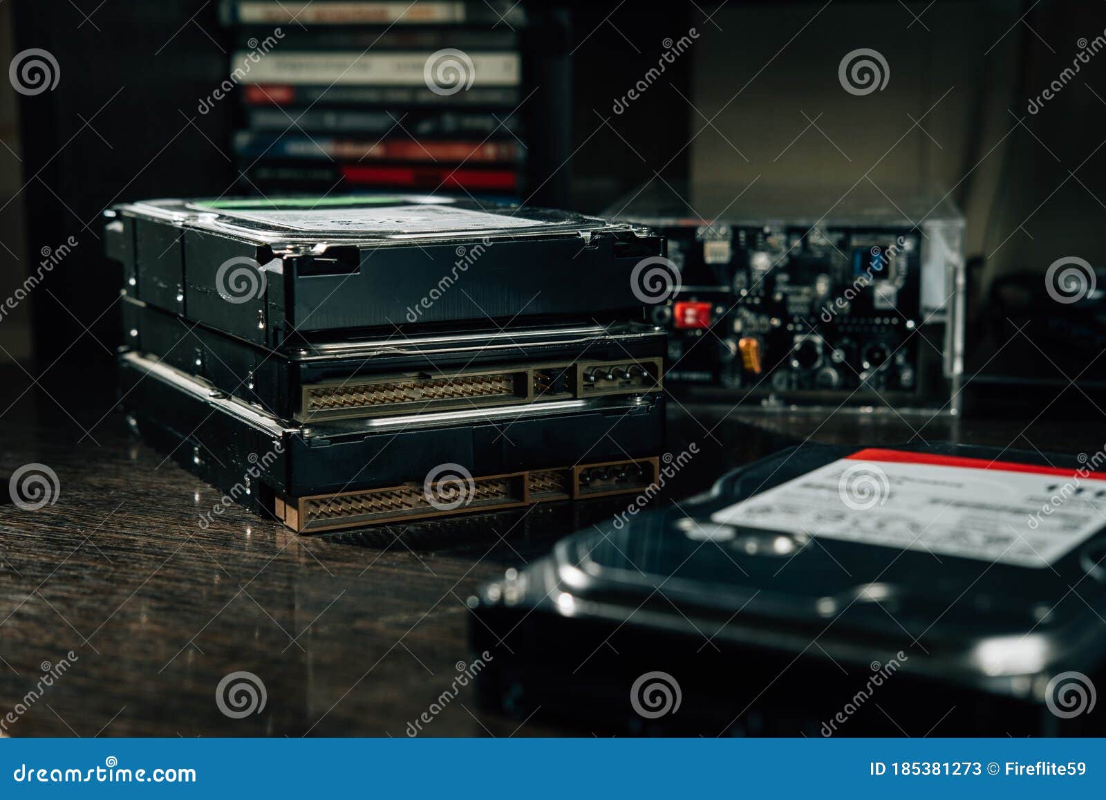 The Stack Of HDDs On The Office Table With Case For HDD At The ...