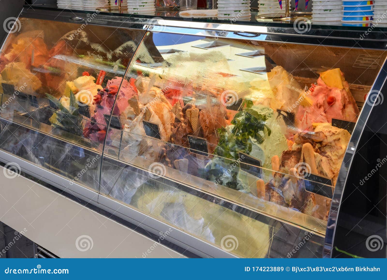 Lots of Ice Cream in Different Flavours in Florence Stock Image - Image ...