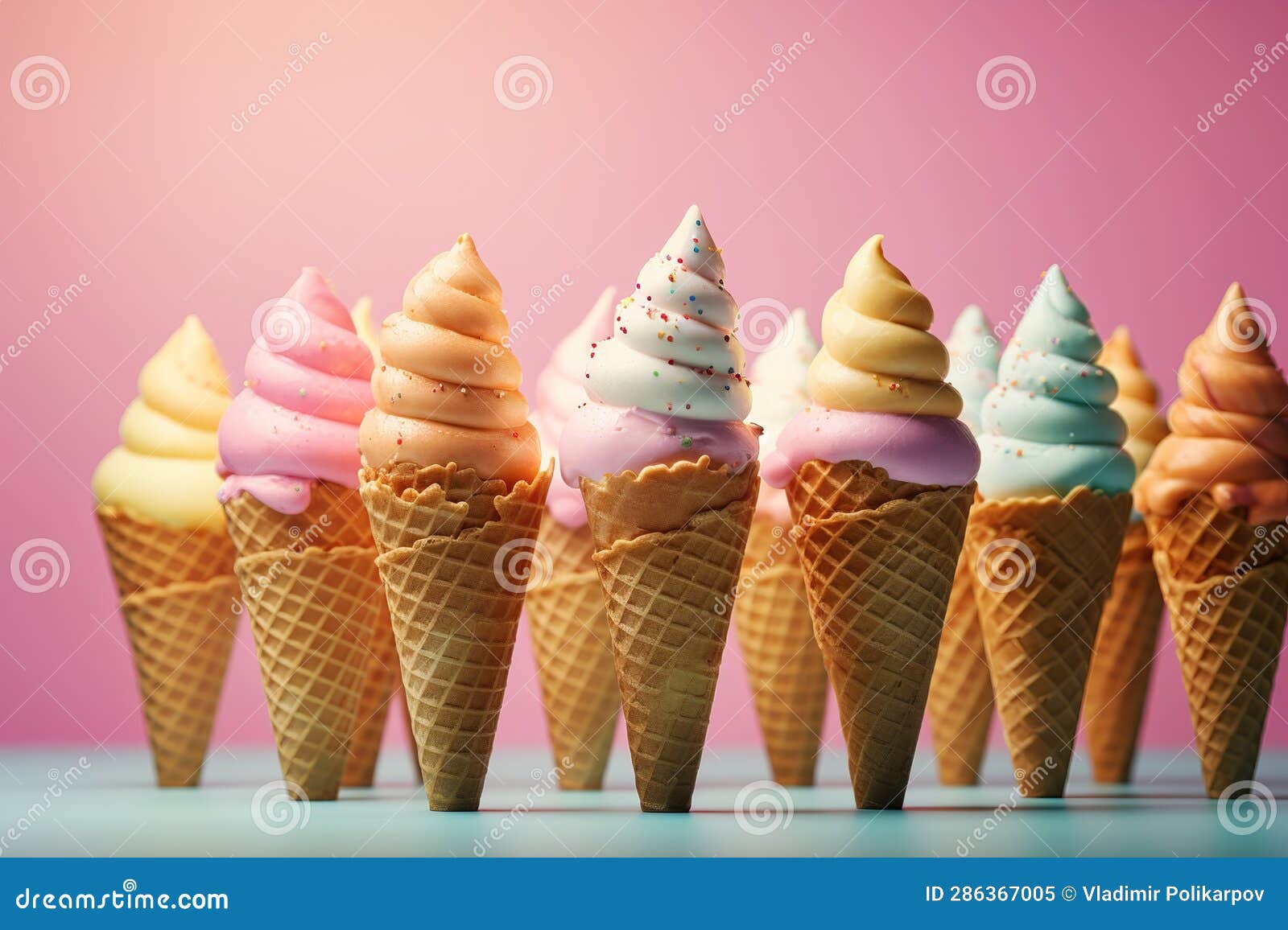 Lots of Ice Cream in Waffle Cones Stock Image - Image of genuine, lots ...