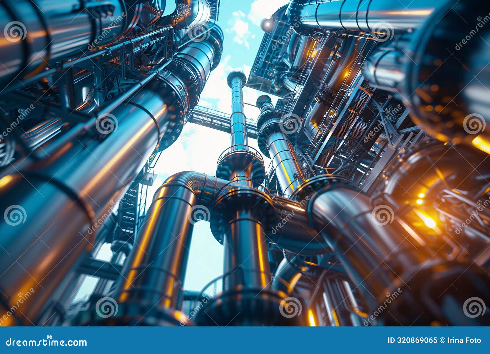 Lots of Industry Pipelines Inside Refinery Complex. Postproducted ...