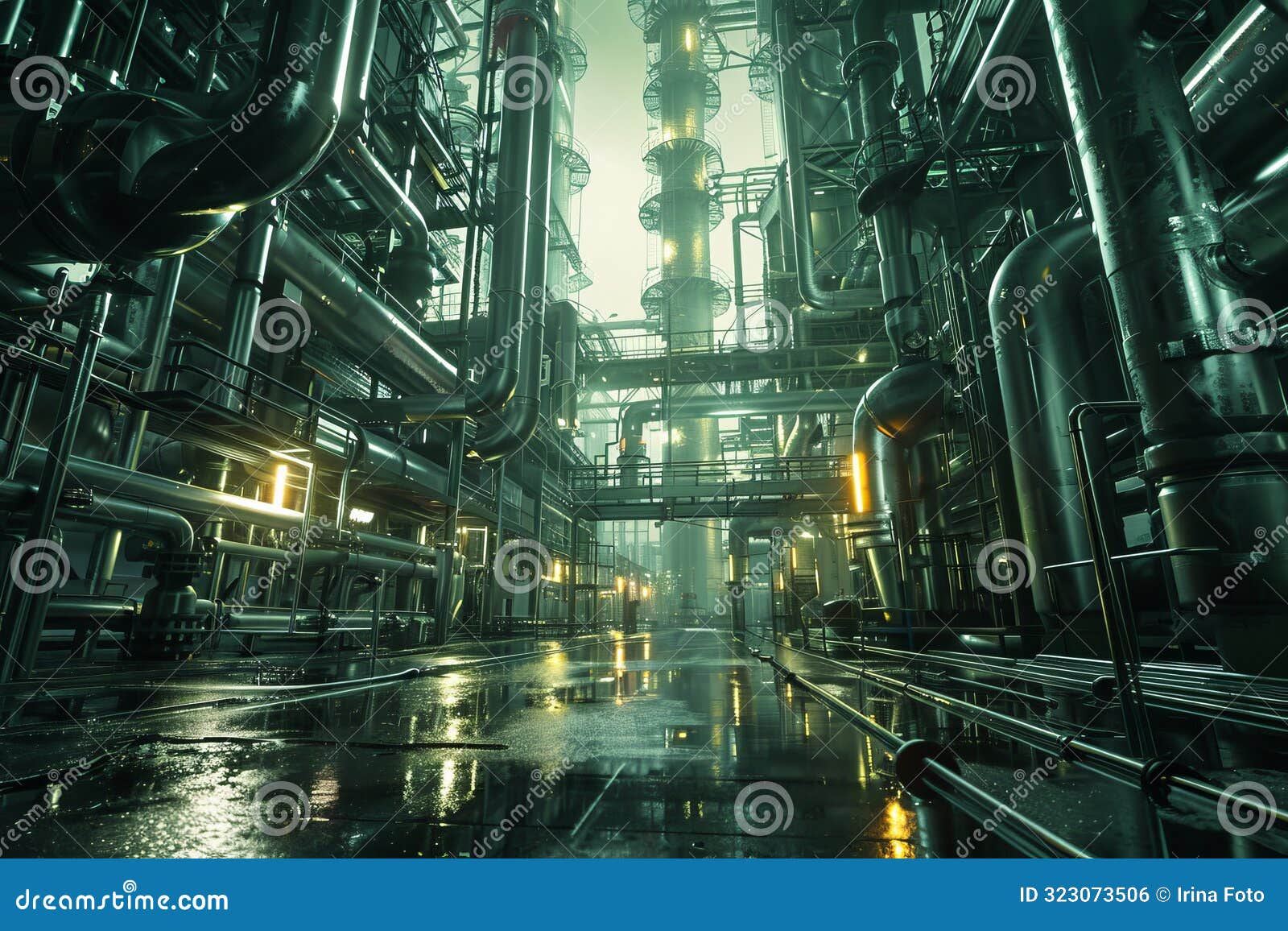 Lots of Industry Pipelines Inside Refinery Complex. Postproducted ...
