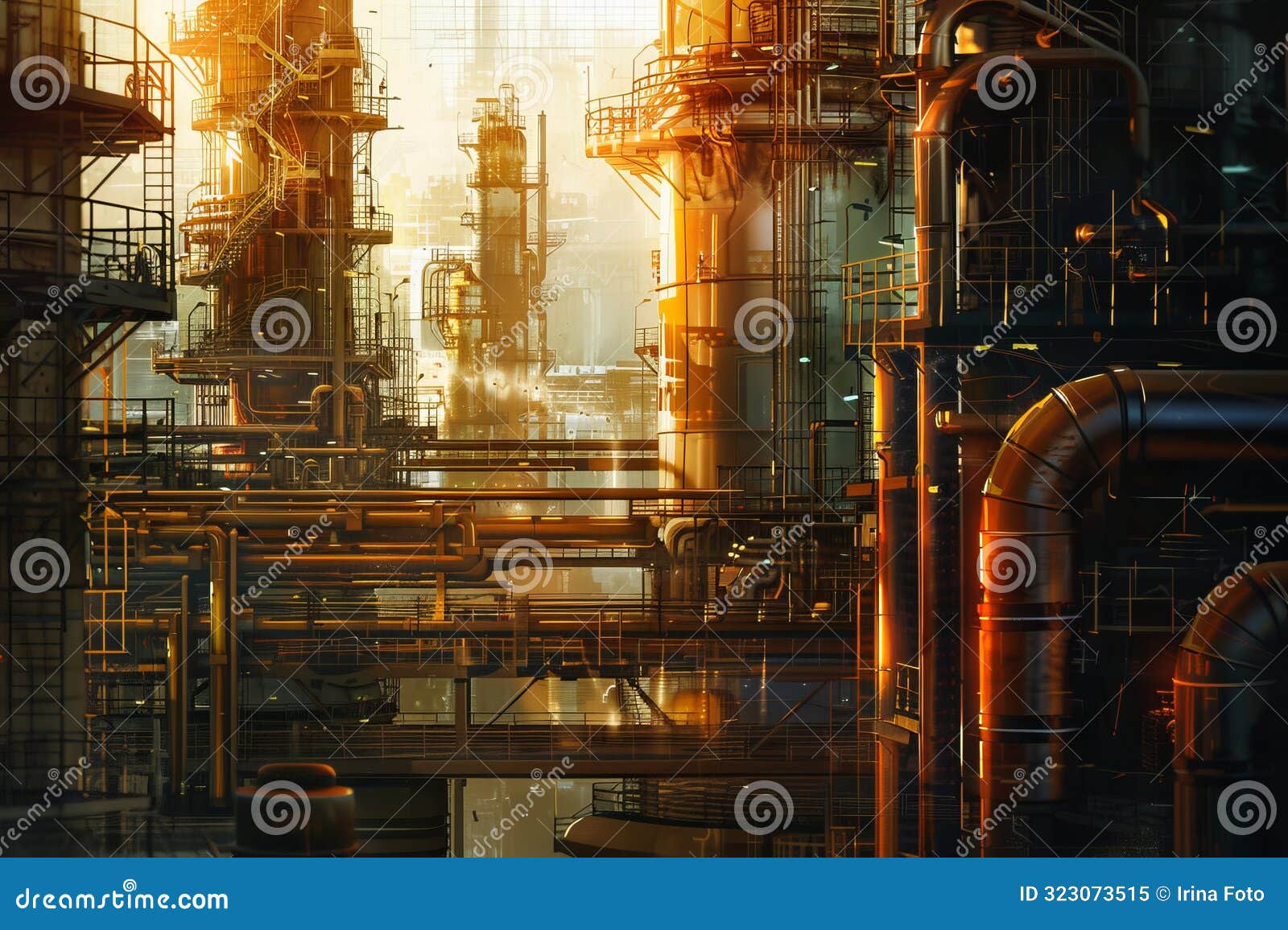 Lots of Industry Pipelines Inside Refinery Complex. Postproducted ...