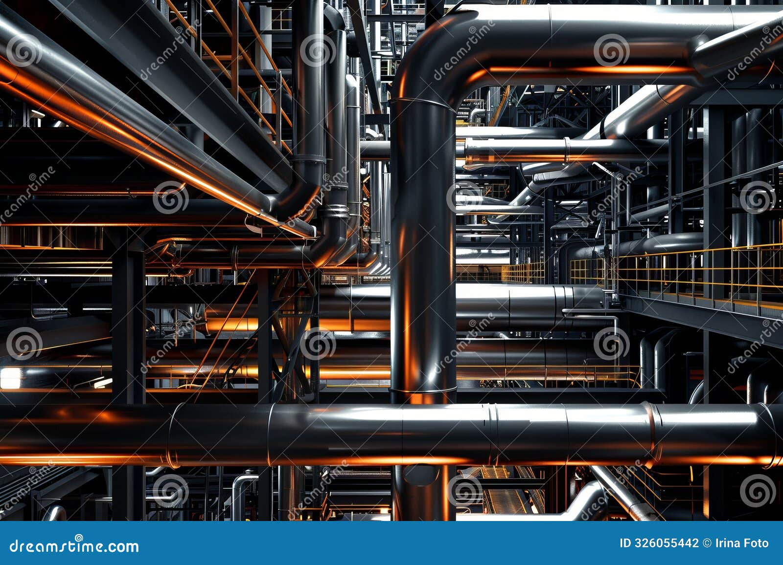 Lots of Industry Pipelines Inside Refinery Complex. Postproducted ...