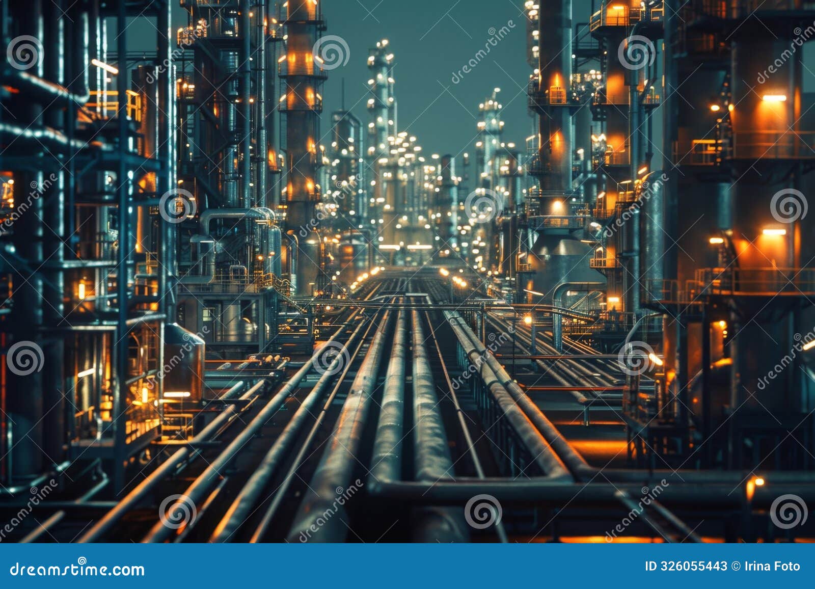 Lots of Industry Pipelines Inside Refinery Complex. Postproducted ...