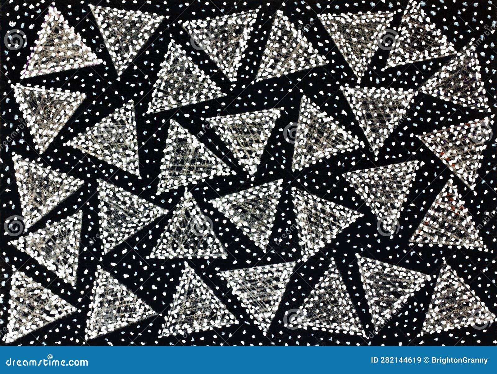 Lots of Little Triangles on a Black Background Covered with Dots. Stock ...