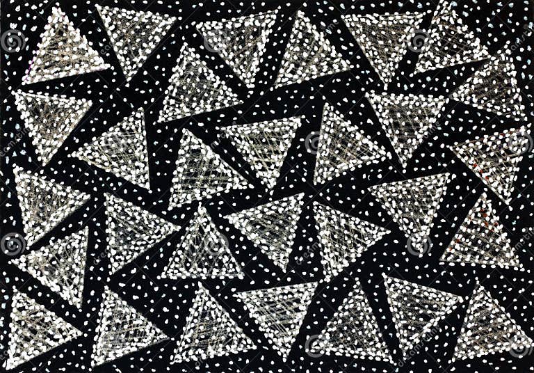 Lots of Little Triangles on a Black Background Covered with Dots. Stock ...
