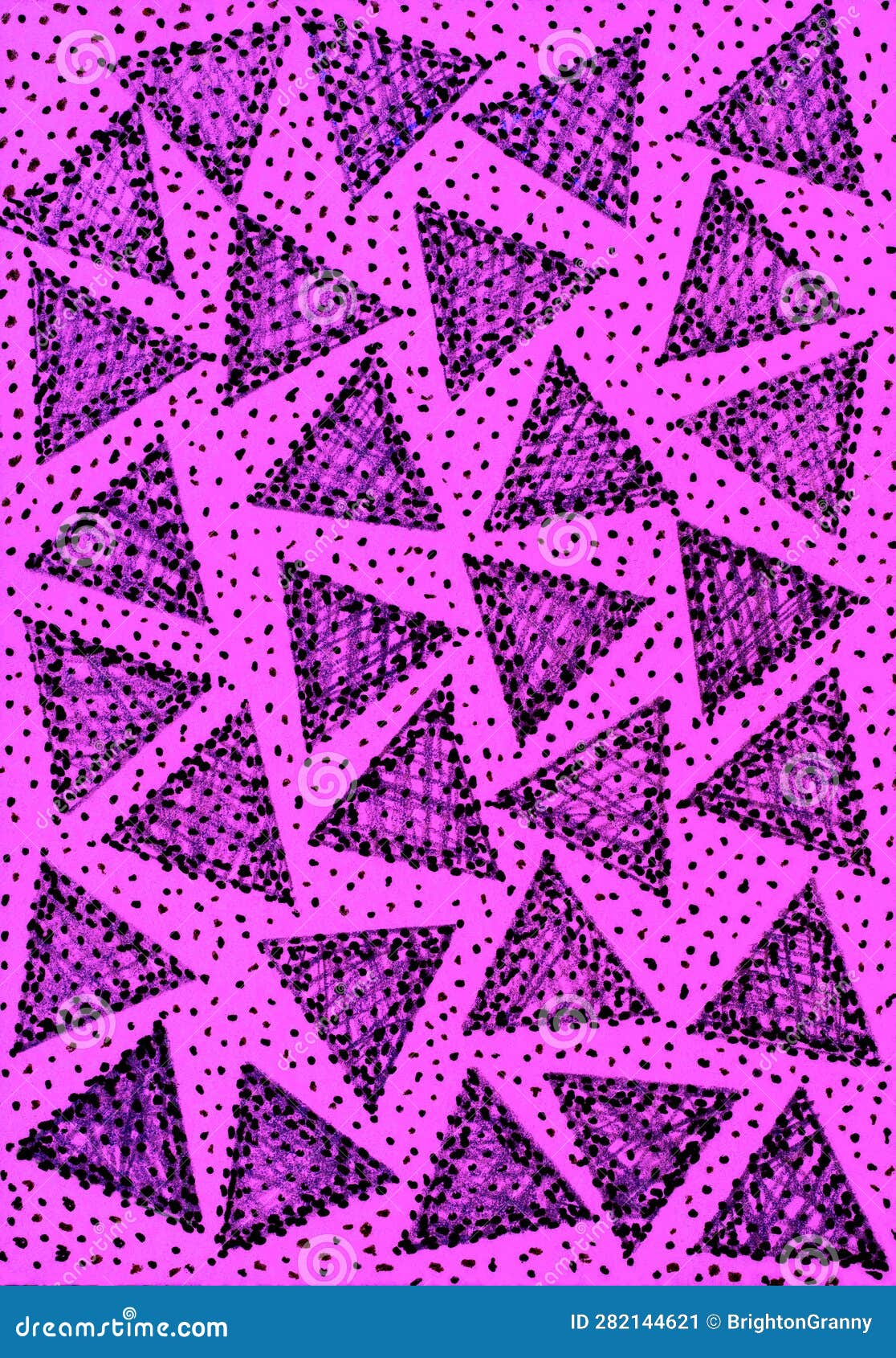 Lots of Little Triangles on a Pink Background Covered with Dots. Stock ...