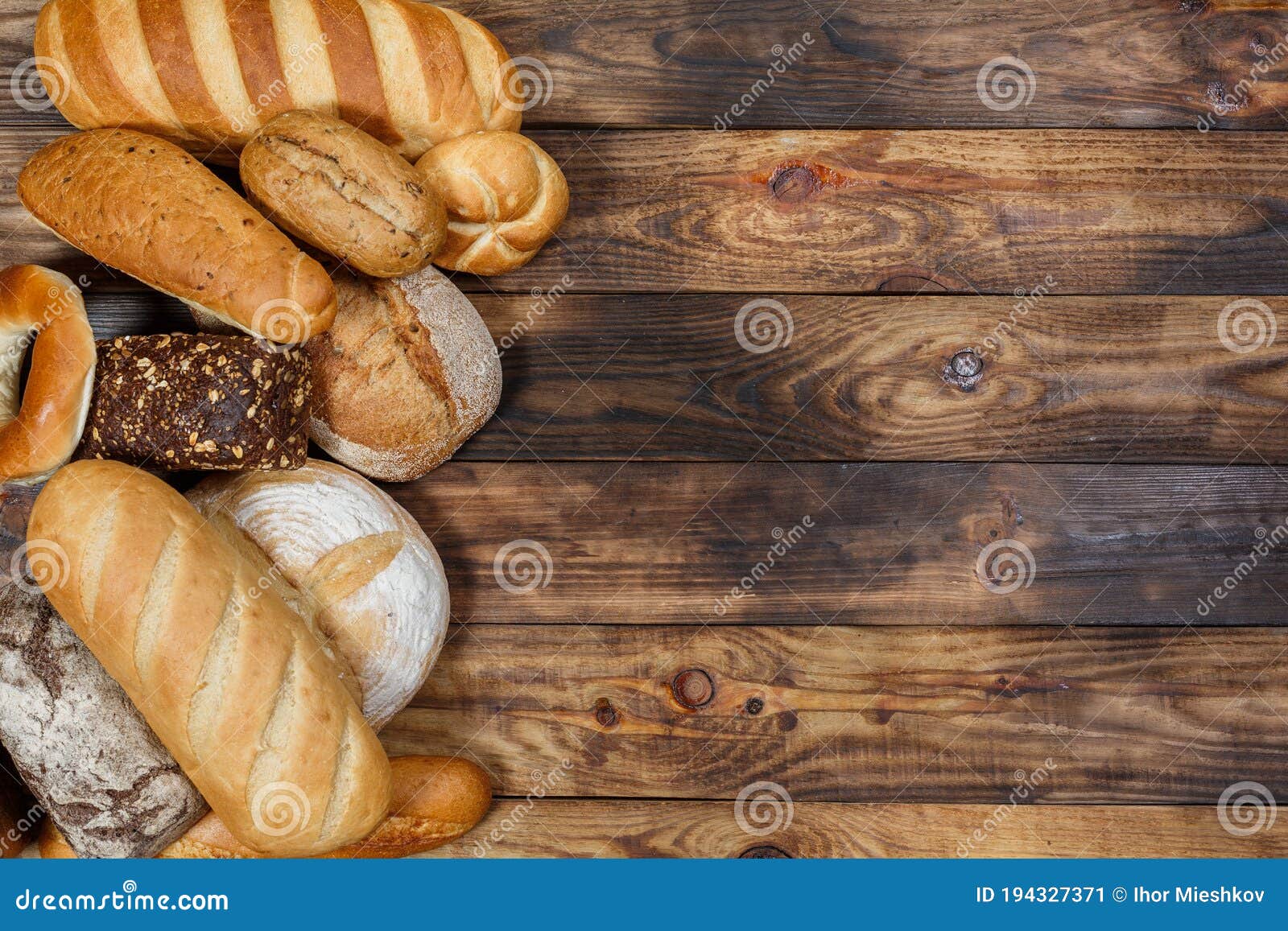 Lots of Loaves of Fresh Bread and Different Ingredients. Bread and ...