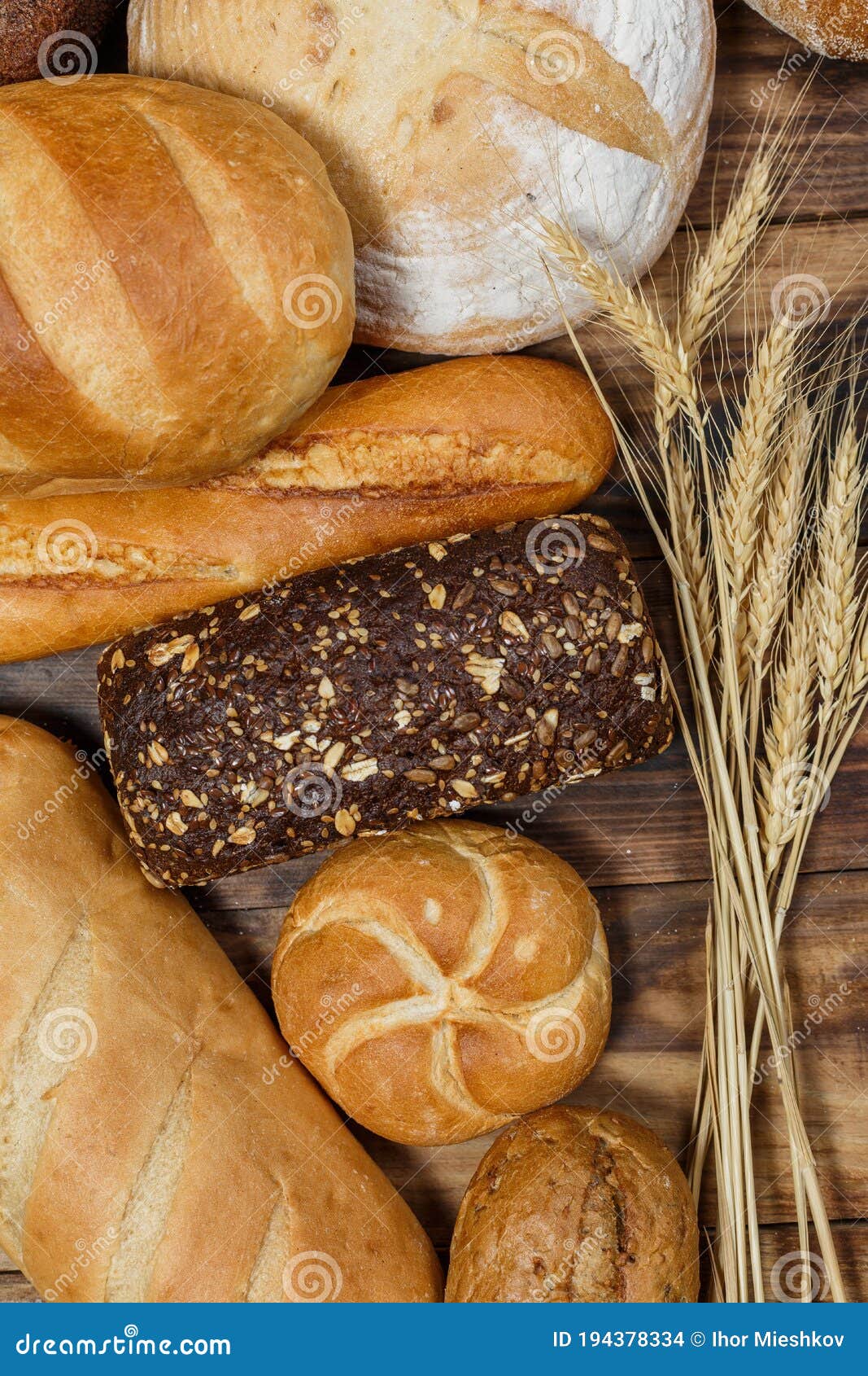 Lots of Loaves of Fresh Bread and Different Ingredients. Bread and ...