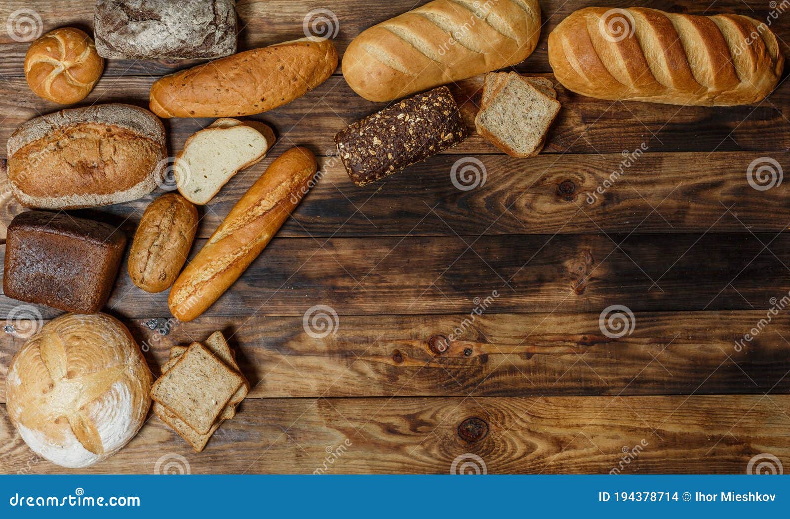 Lots of Loaves of Fresh Bread and Different Ingredients. Bread and ...