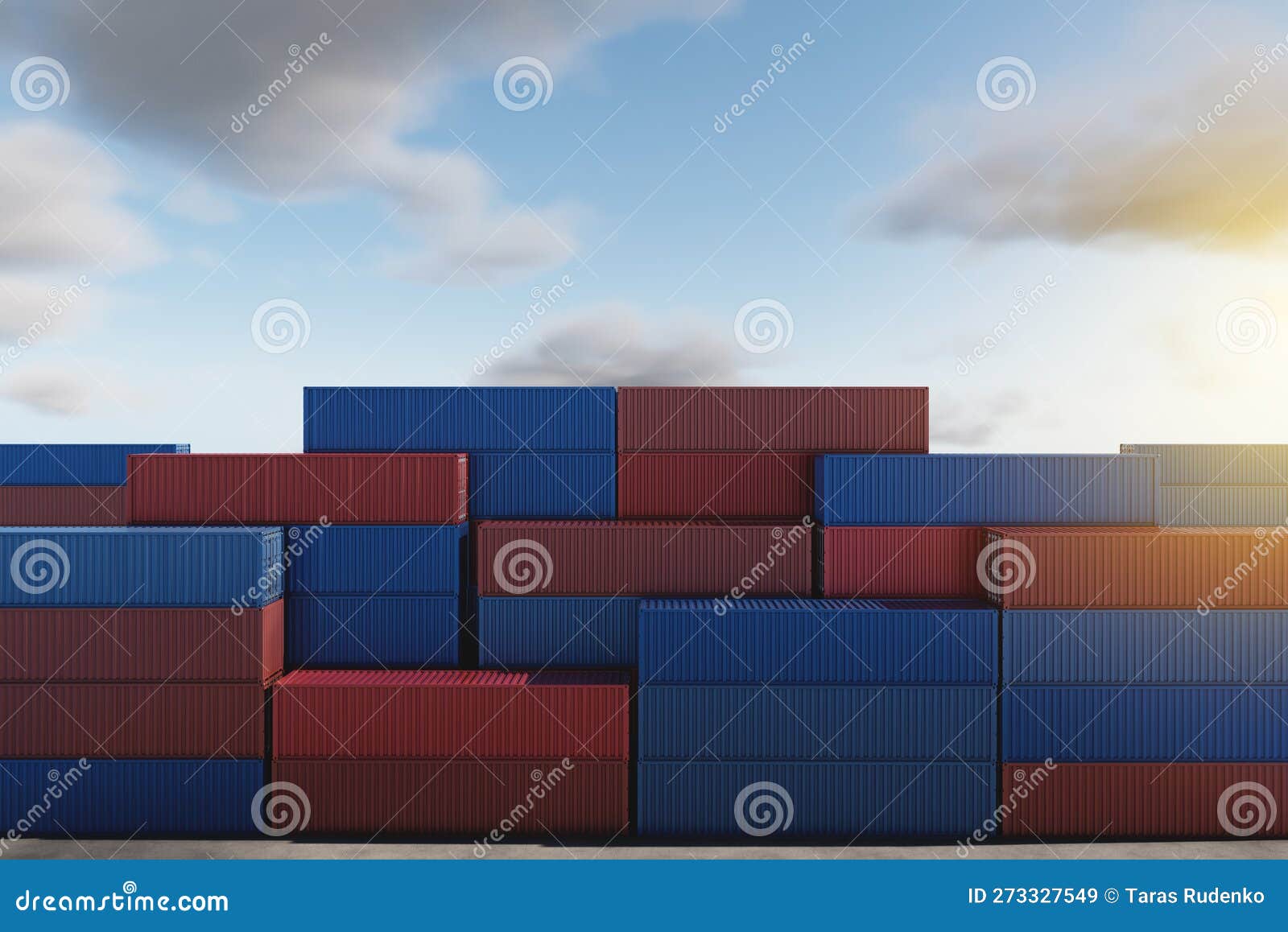Lots of Long Cargo Containers Stacked at the Terminal Port for Import ...
