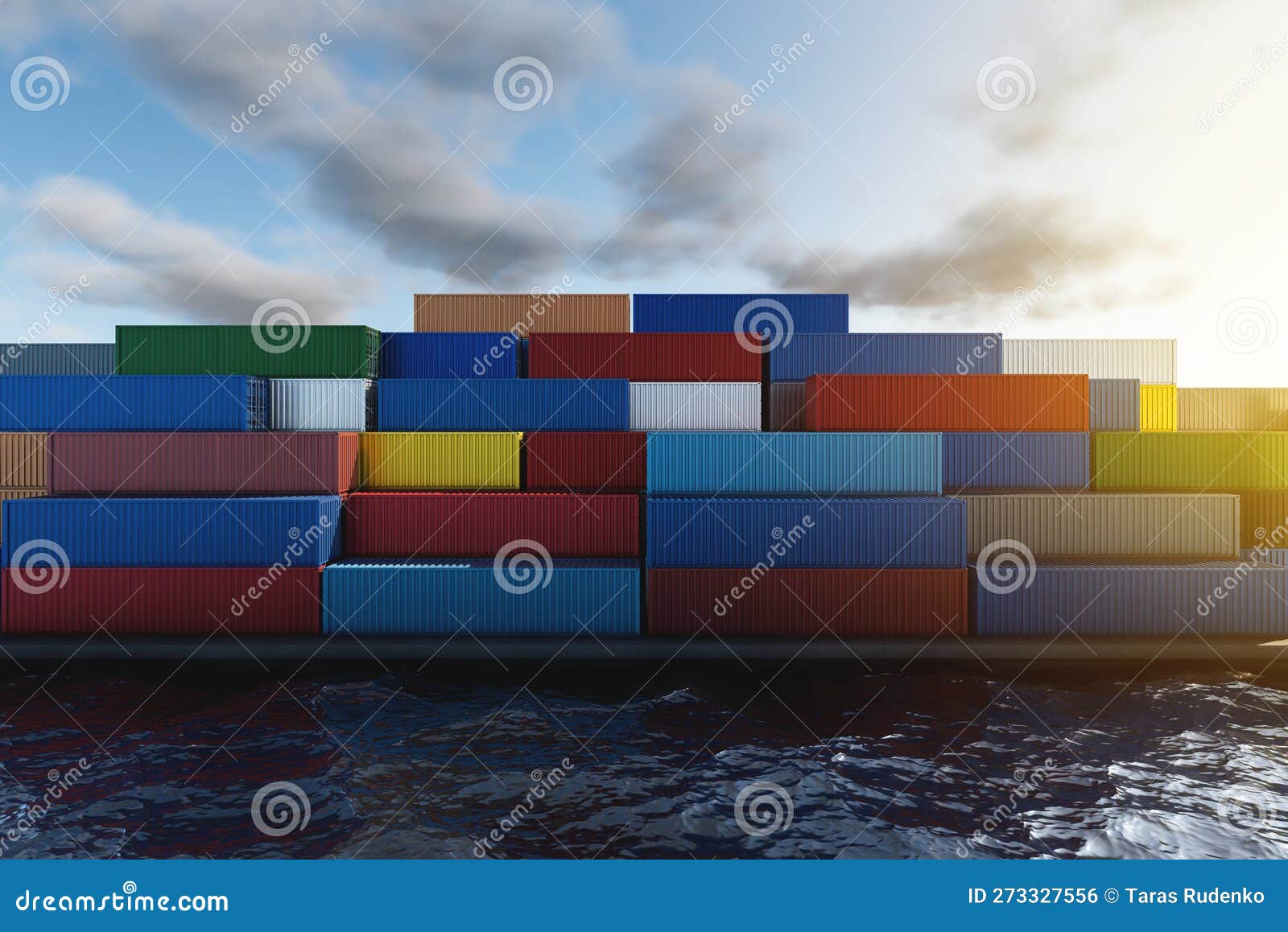 Lots Of Long Cargo Containers Stacked At The Terminal Port For Import ...