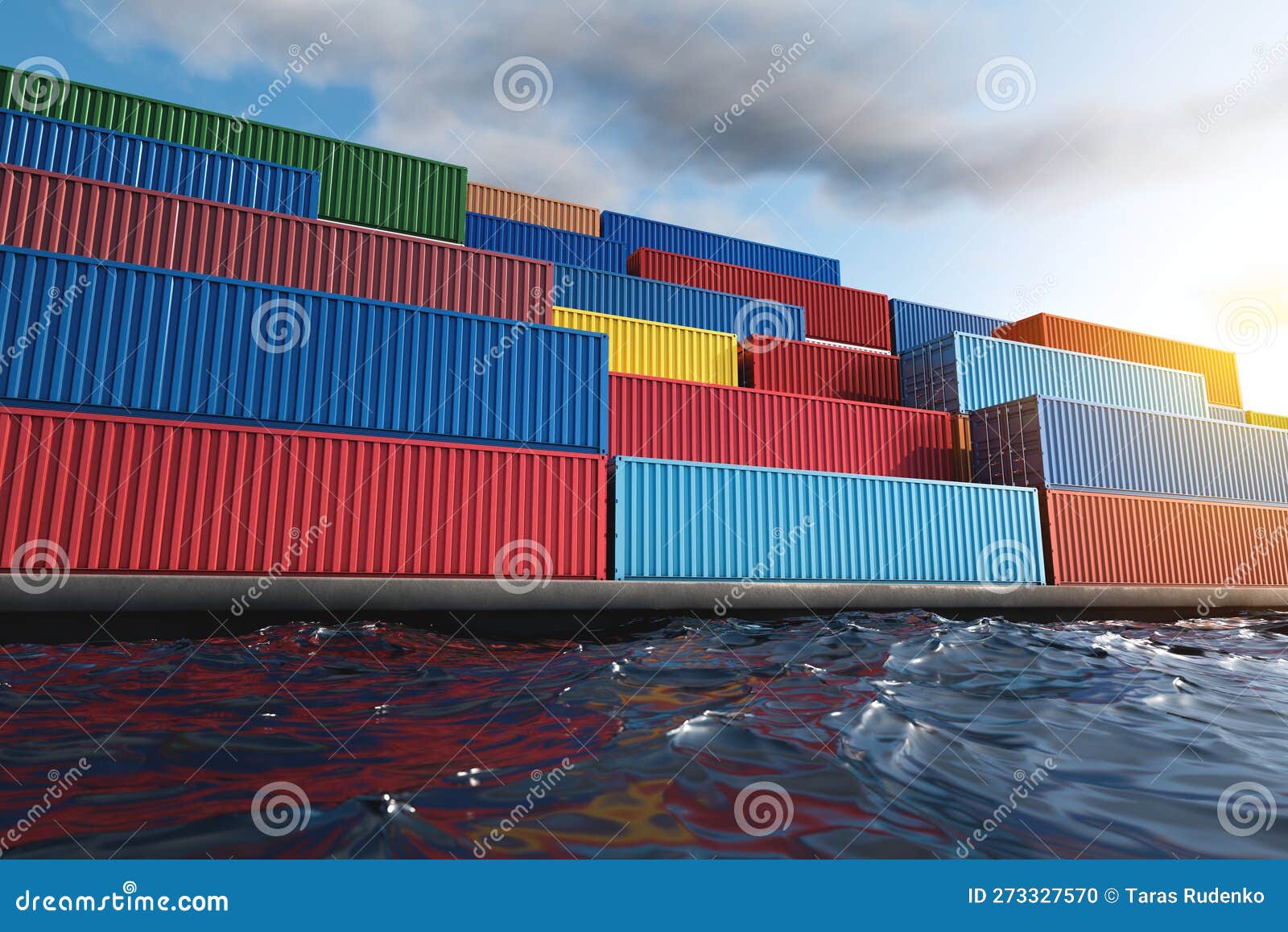 Lots of Long Cargo Containers Stacked at the Terminal Port for Import ...