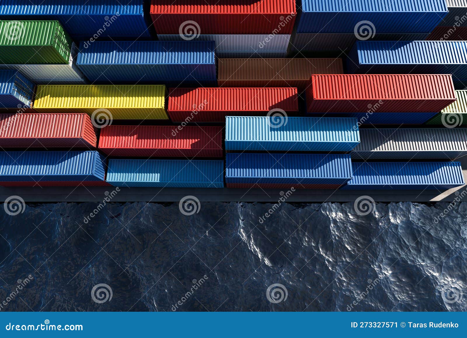 Lots Of Long Cargo Containers Stacked At The Terminal Port For Import ...