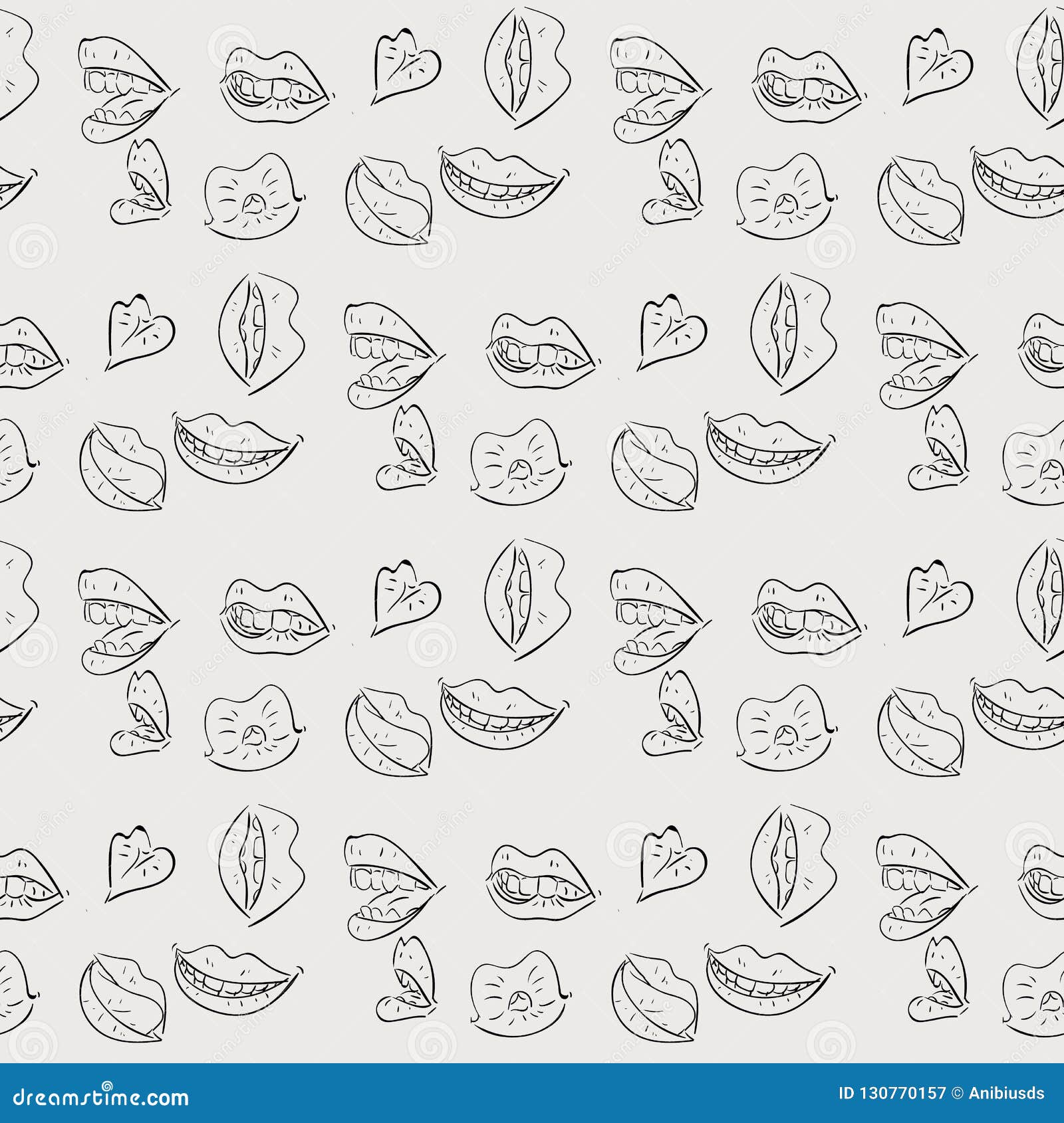 Black and White Pattern with Lips. Stock Vector - Illustration of ...