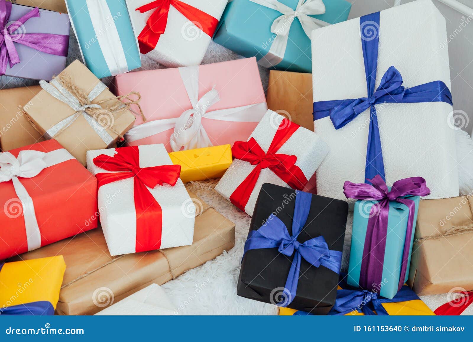 Lots of Multi-colored Gifts for the Surprise Holiday Stock Photo ...