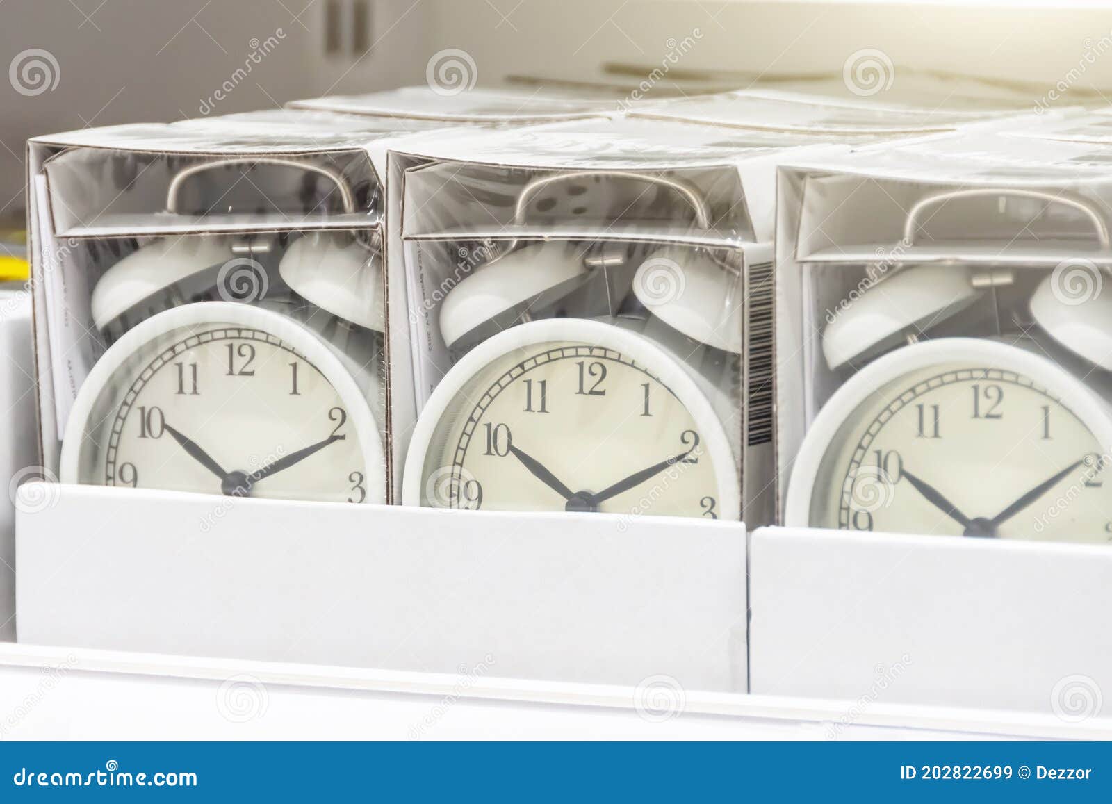 Lots of New Alarm Clocks in a Box on a Store Shelf Stock Image - Image ...