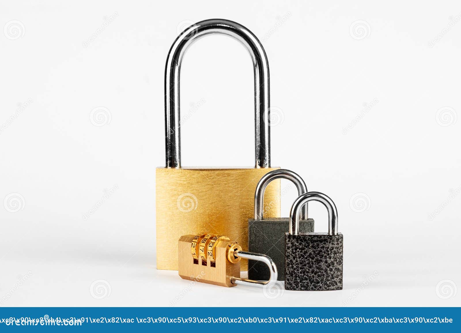 Lots of Padlocks Isolated on a White Background. Multilevel ...