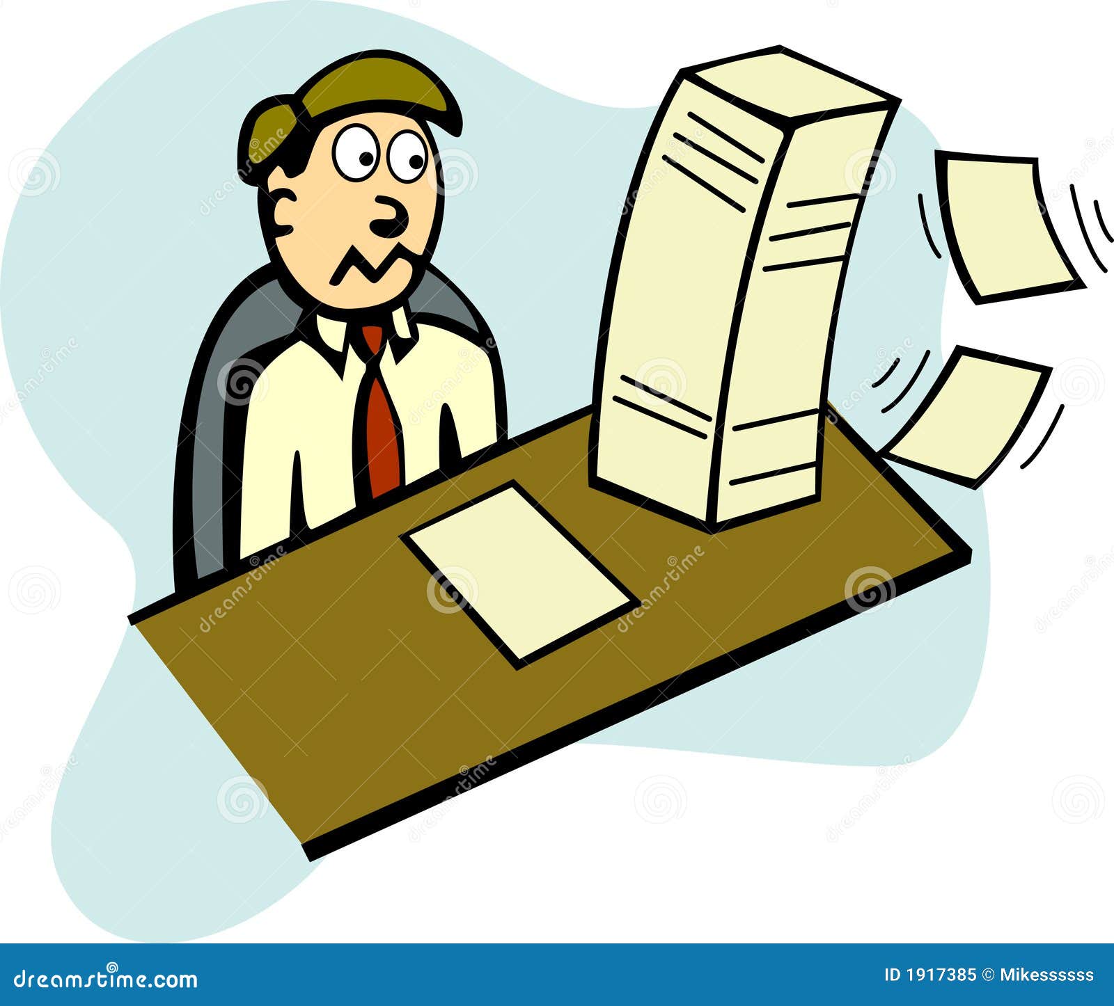 Desk Cartoon Image Of Full Of Papers
