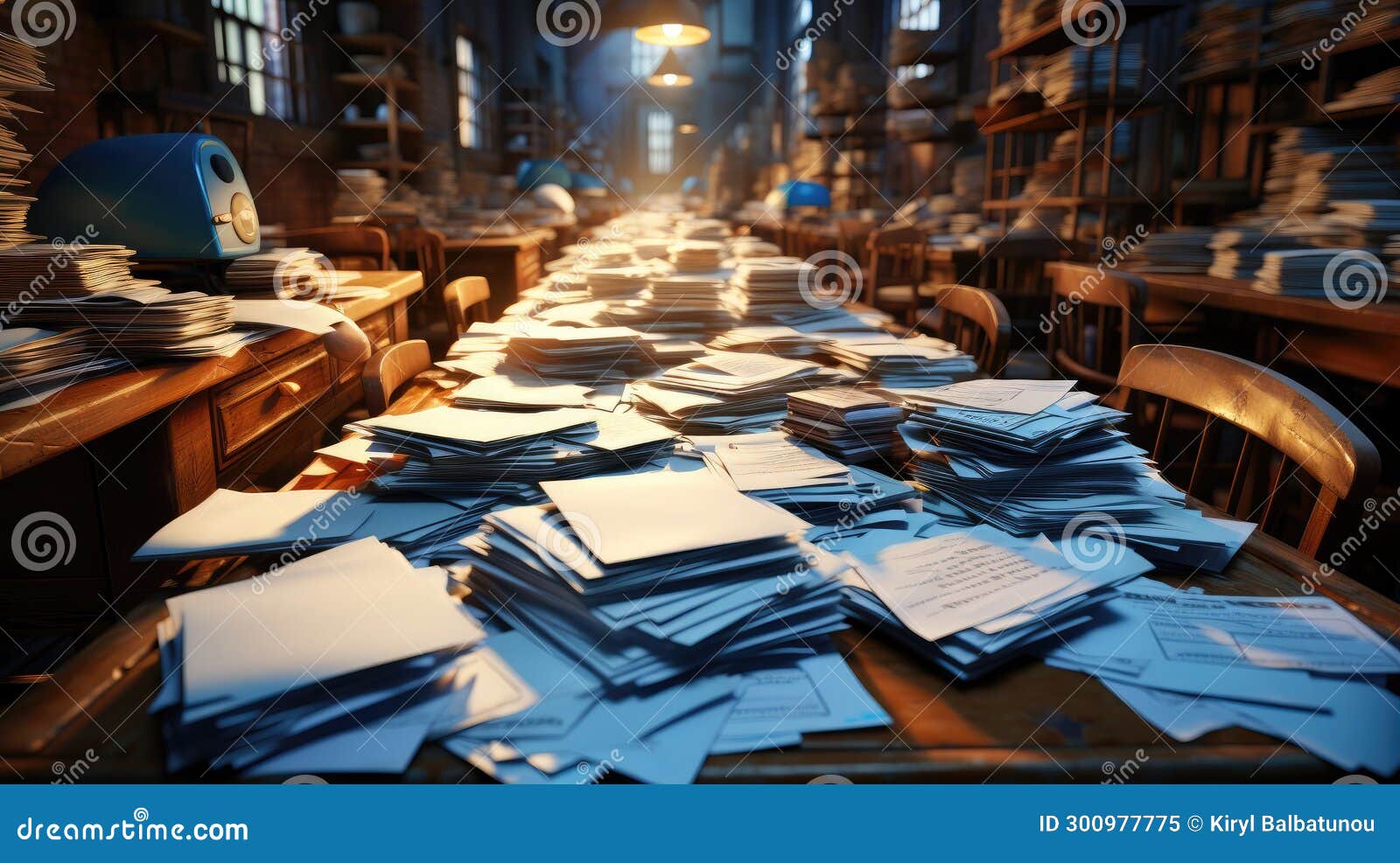 Lots of Papers, Stacks of Piles of Files in the Office with Documents ...