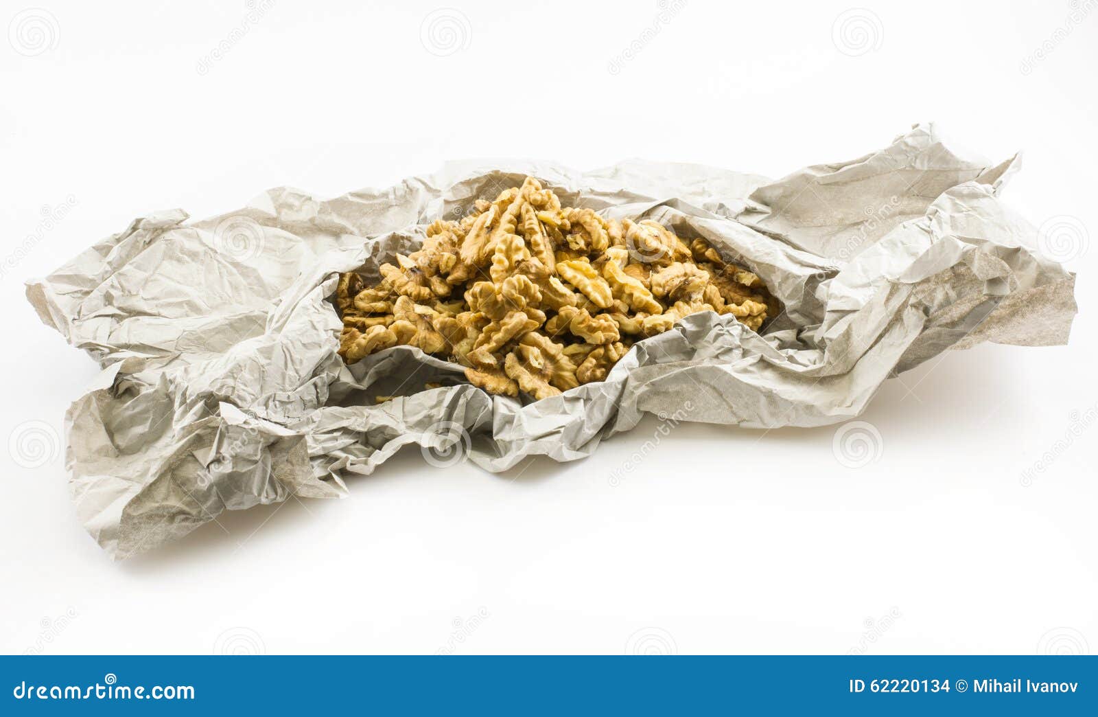Lots of Peanuts in a Paper Wrap on White Background Stock Photo - Image ...
