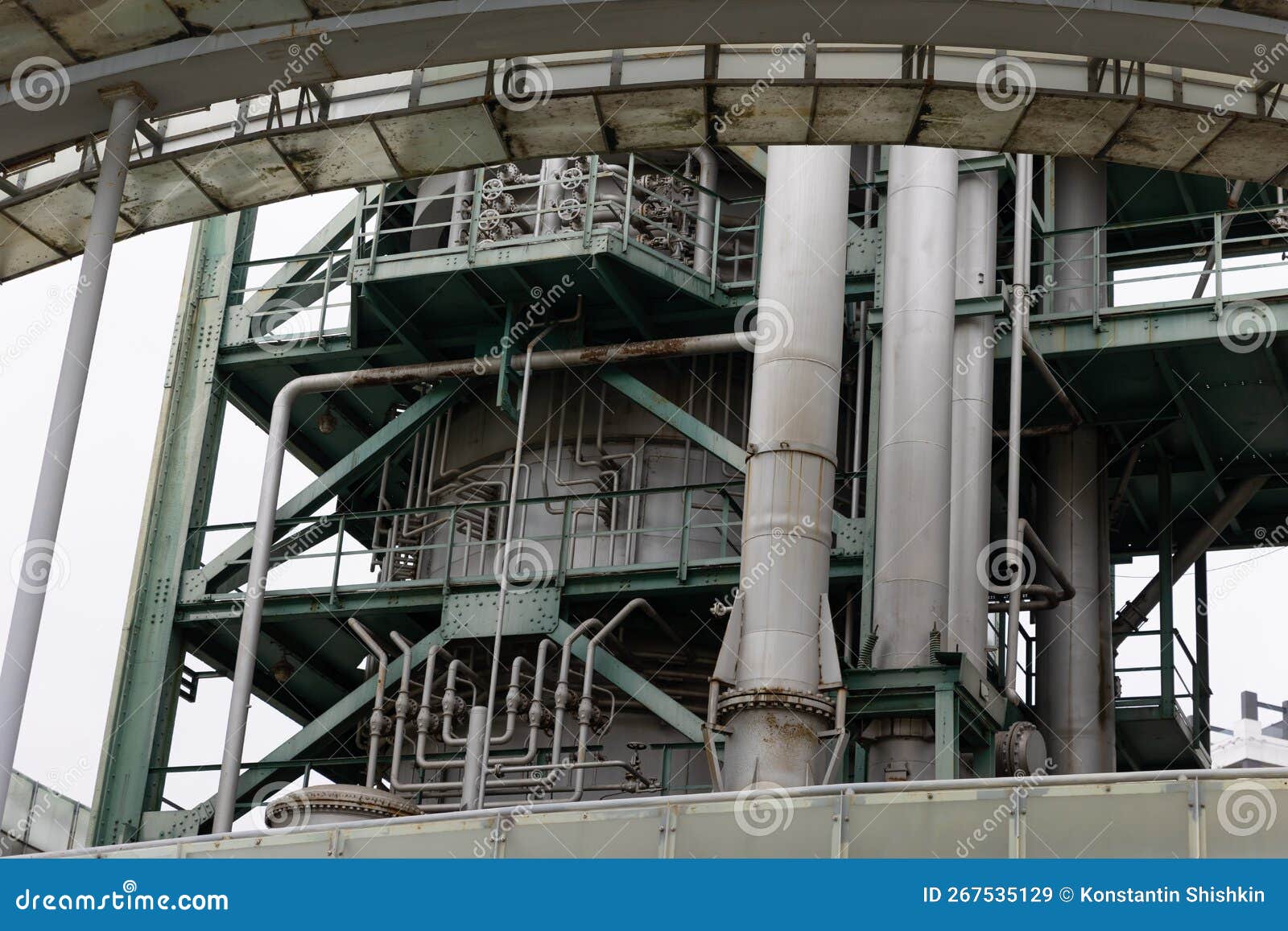 Lots of Pipes on the Surface of the Oil and Gas Processing Tower Stock ...