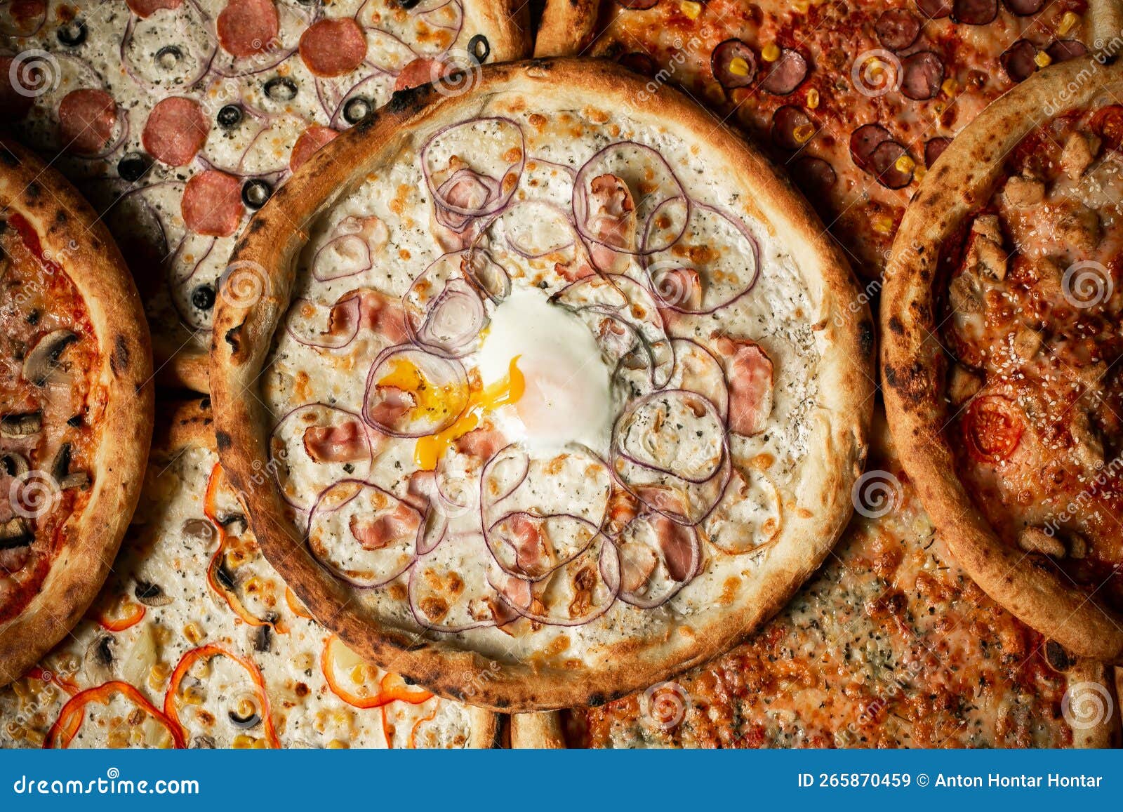 Lots of Pizzas on Top of Each Other, Top View Stock Image - Image of ...
