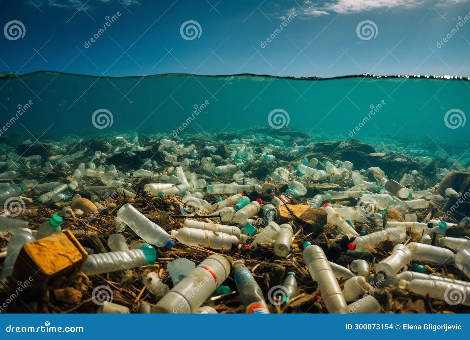Lots of Plastic Bottles and Debris in the Ocean. Environmental Problems ...