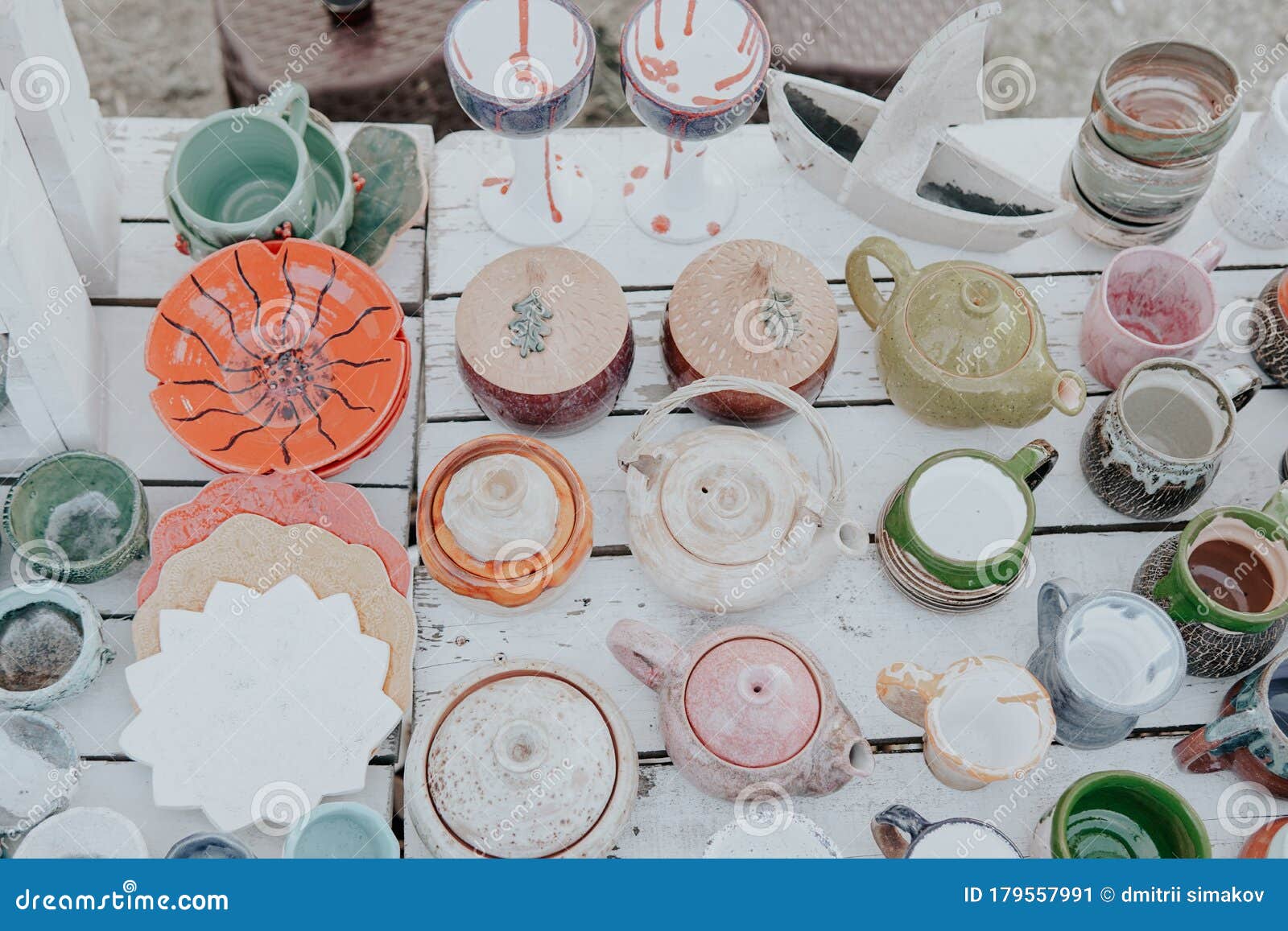 Lots of Pottery for Eating and Drinking Stock Image - Image of meal ...