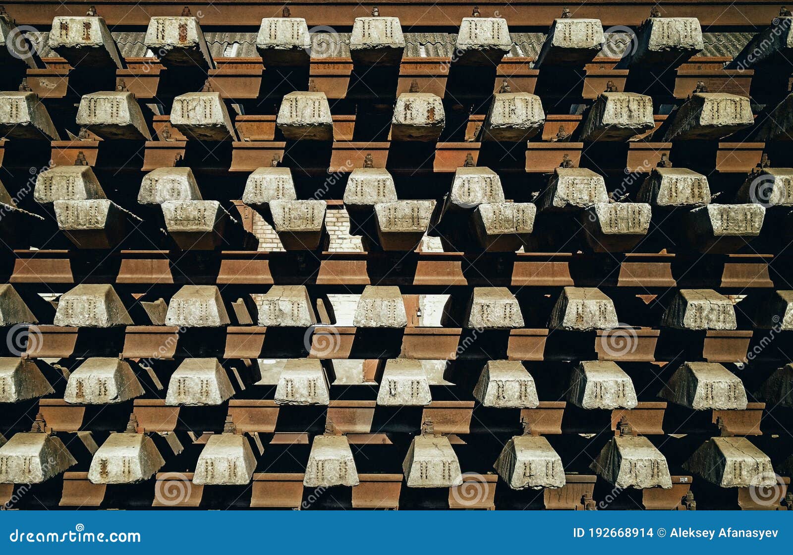 Lots of Rails and Sleepers Stacked in One Pile Lots of Rails and ...